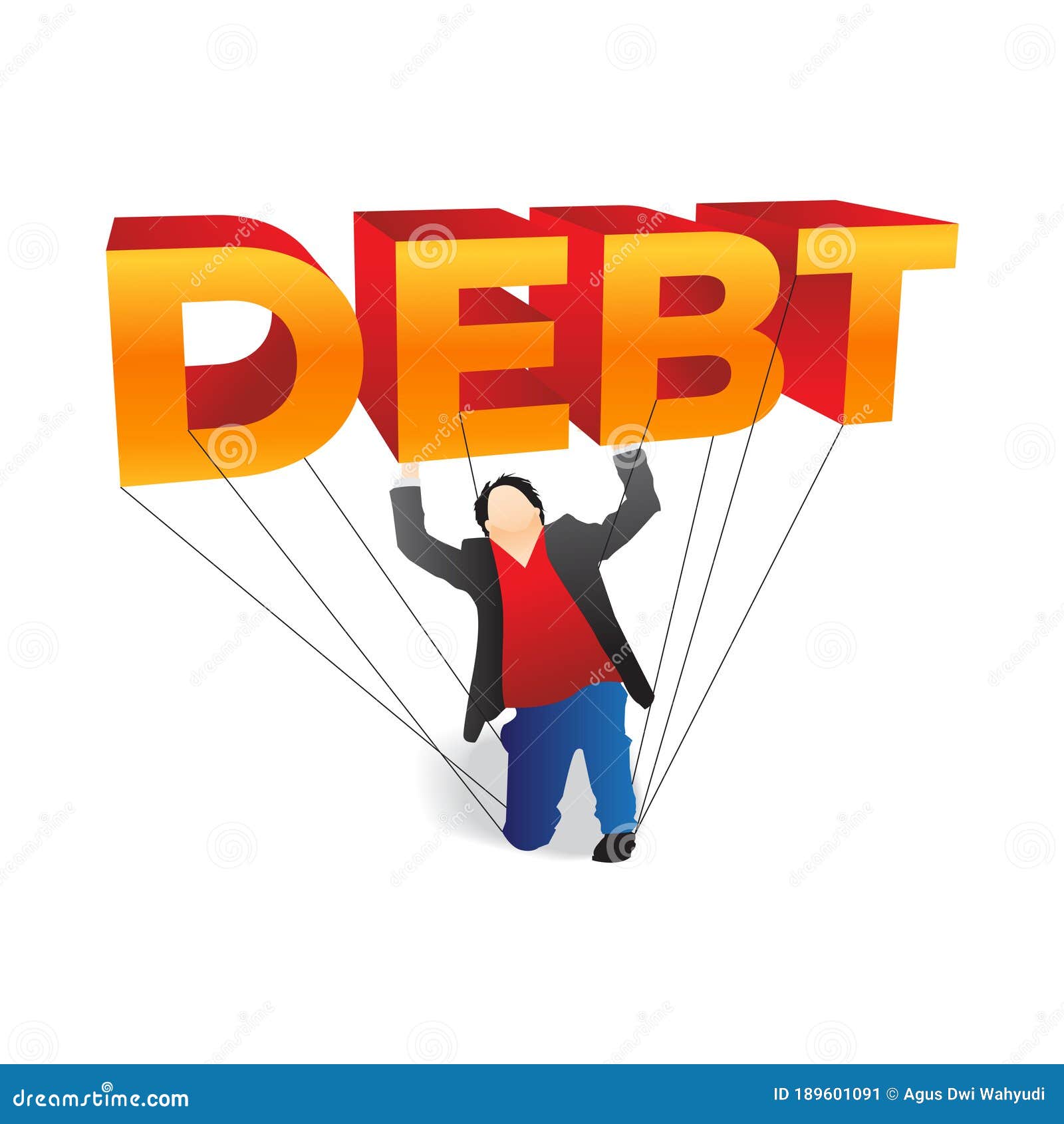 Illustration of People Stressed because of Debt. Stock Vector ...