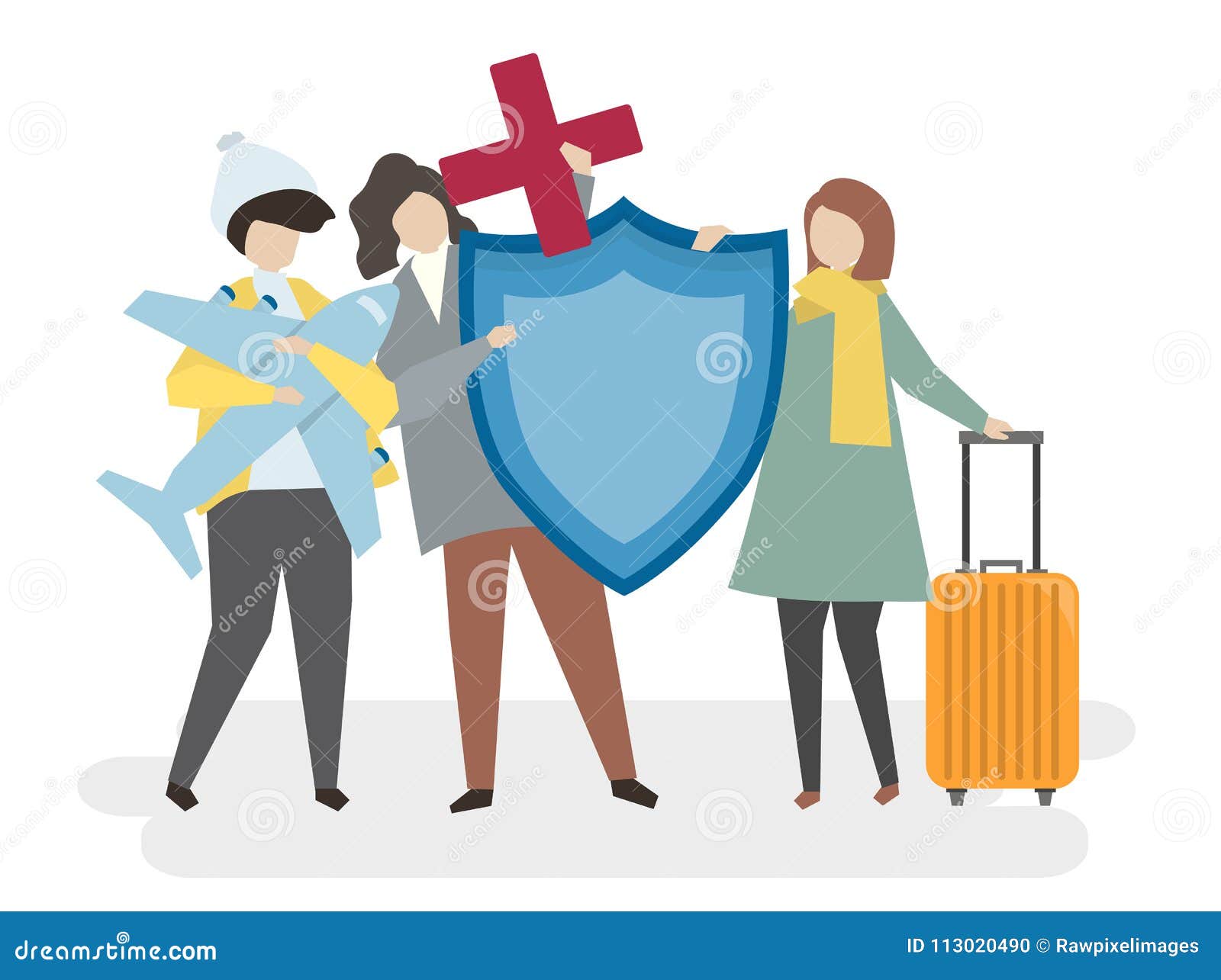 Illustration of People with Travel Insurance Stock Illustration ...