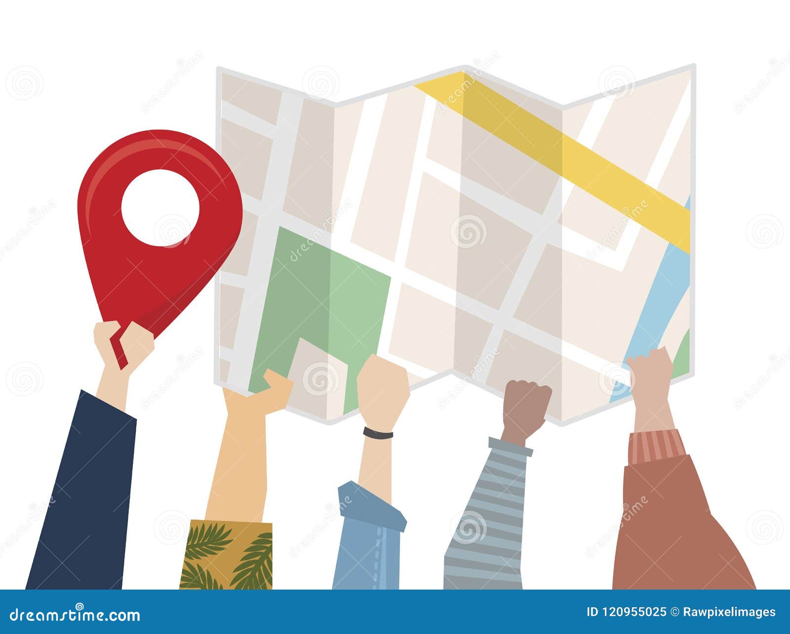 Illustration of People Using a Map for Direction Stock Vector ...