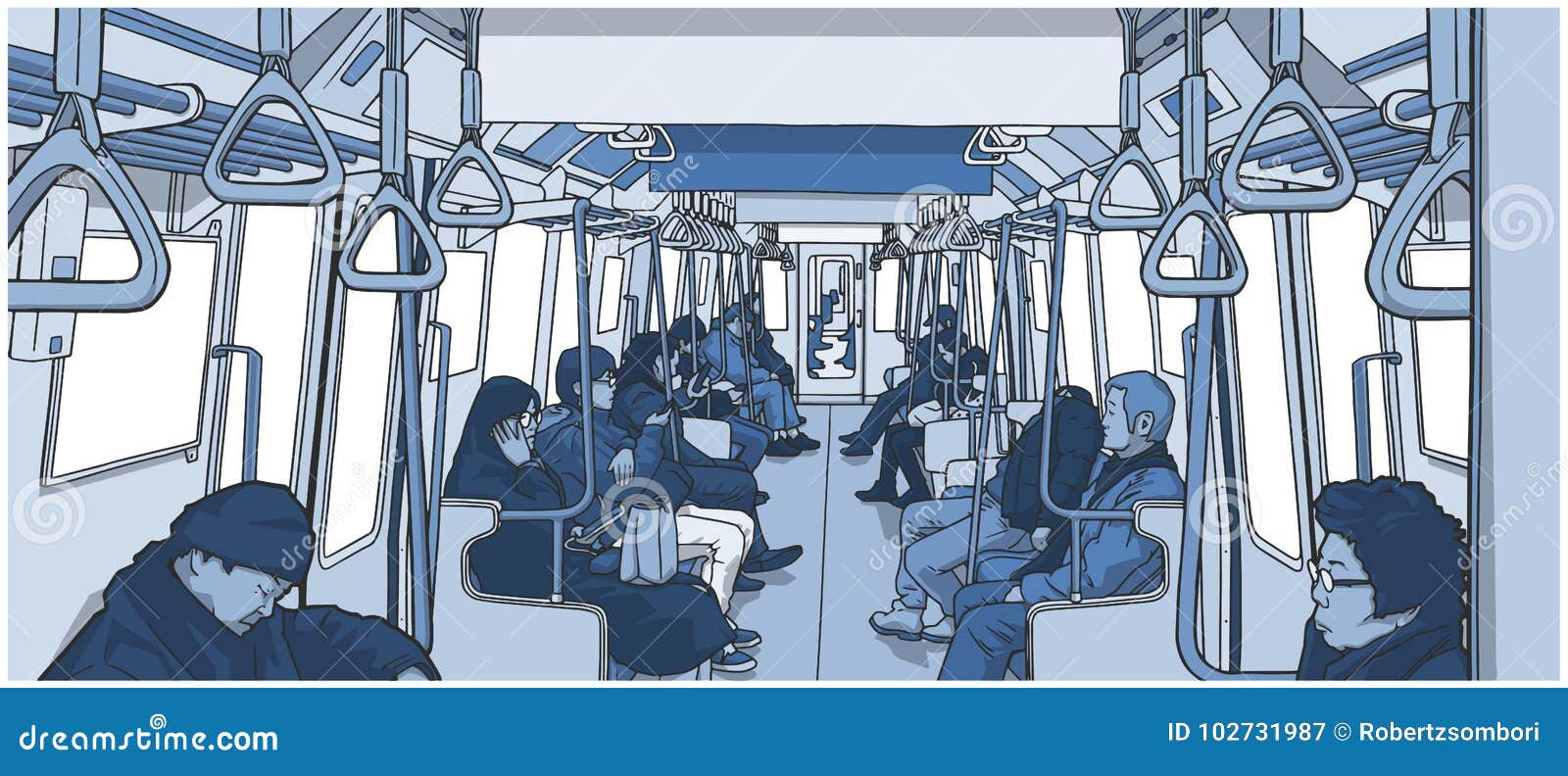 Illustration of People Using Public Transport; Train, Subway, Metro ...