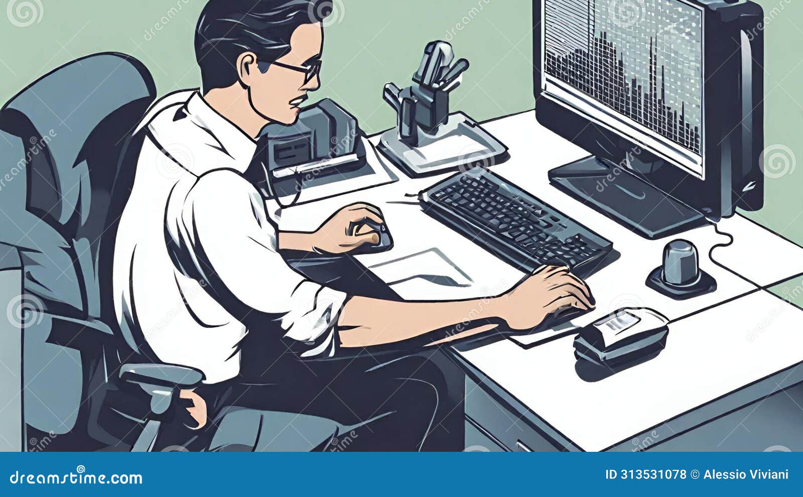 People Working in an Office in Front of a Computer Screen Stock ...