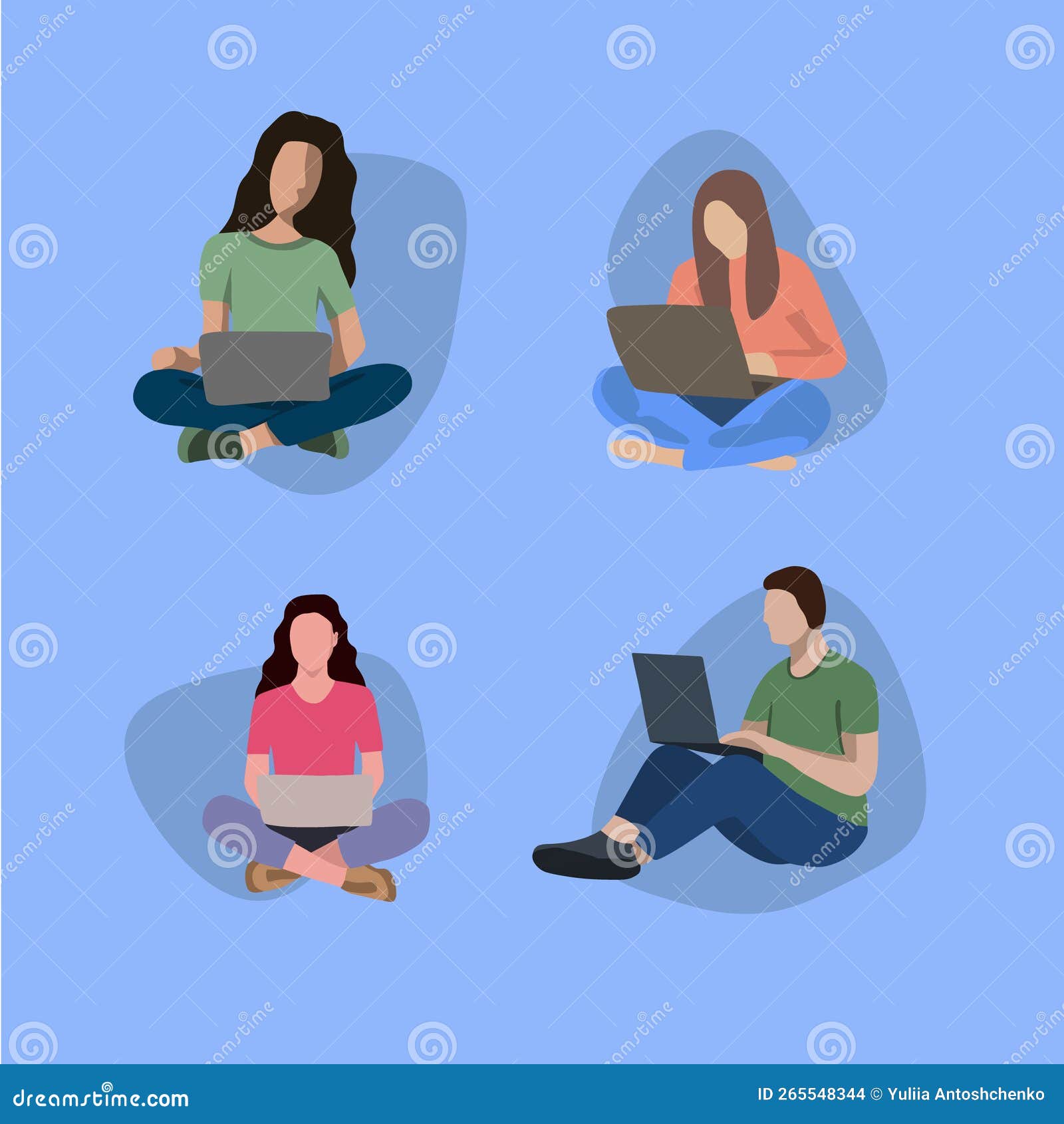 Illustration of People Working Online. Stock Vector - Illustration of ...