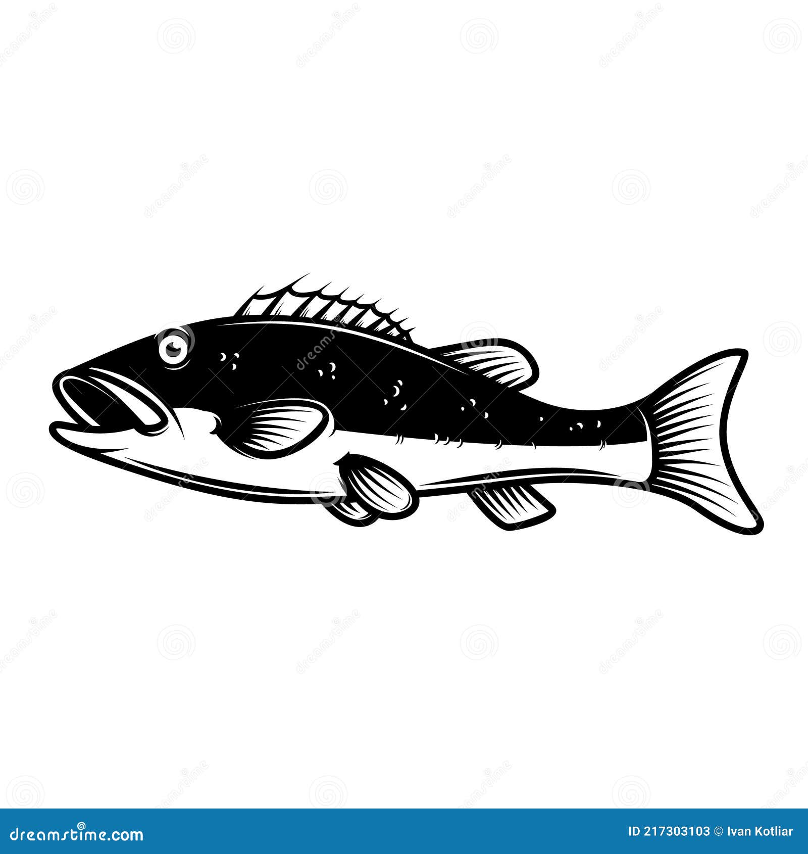 Illustration of Perch Fish. Design Element for Poster, Emblem, Sign ...