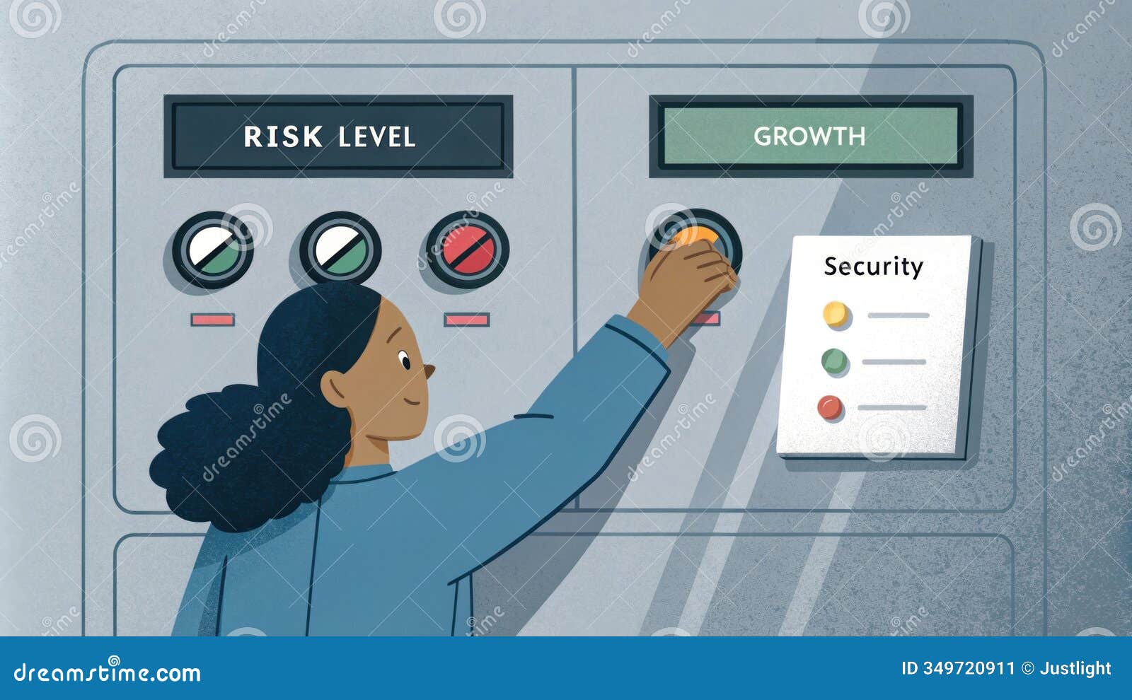 An Illustration of a Person Adjusting Dials Labeled Risk Level Growth ...