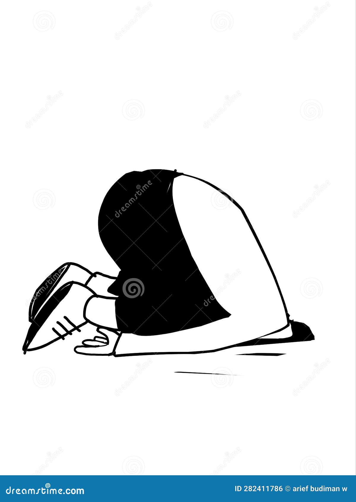 Illustration of a Person Bent Over with His Head into the Ground. Stock ...