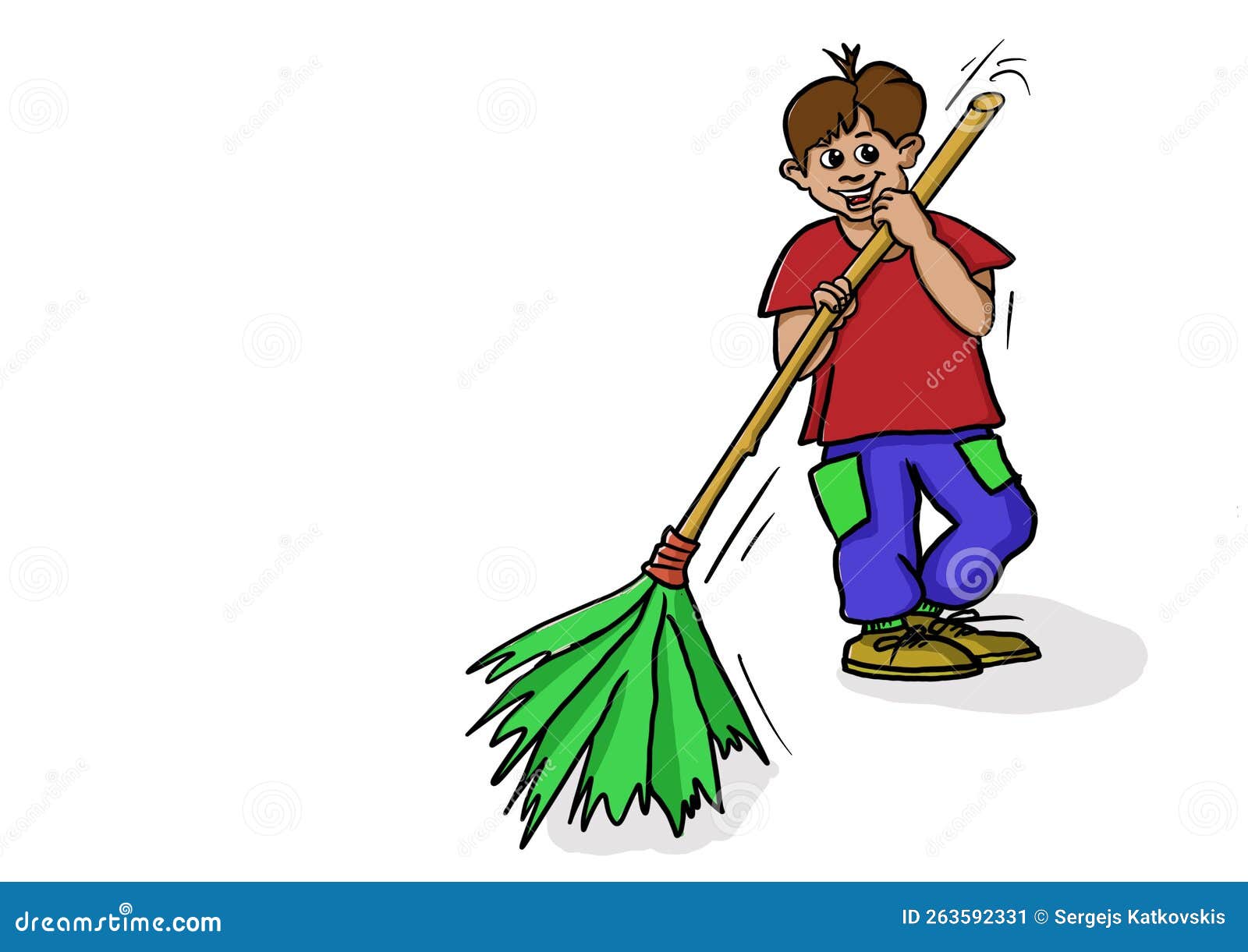Illustration of a Person with a Broom Stock Illustration - Illustration ...