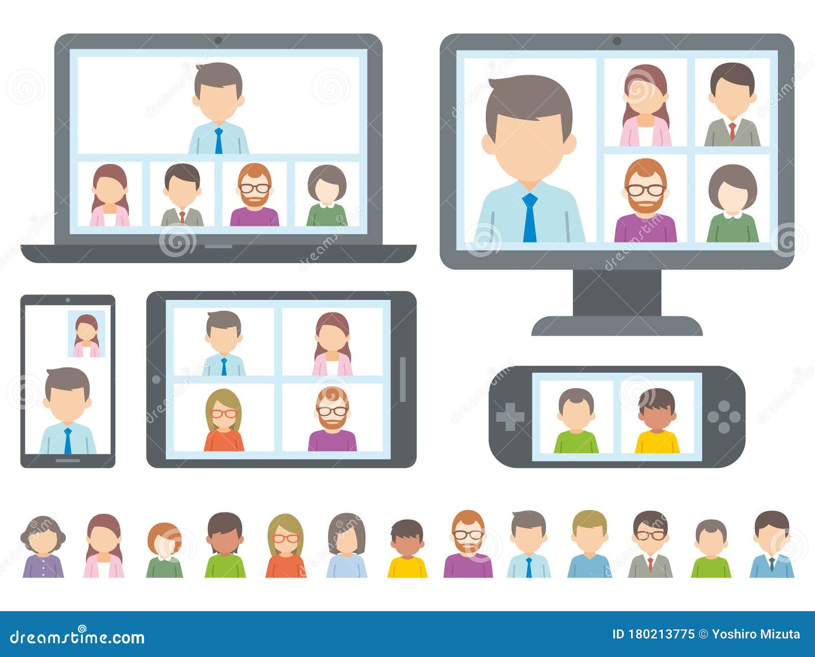 Illustration of a Person Having a Video Conference on a Computer or ...