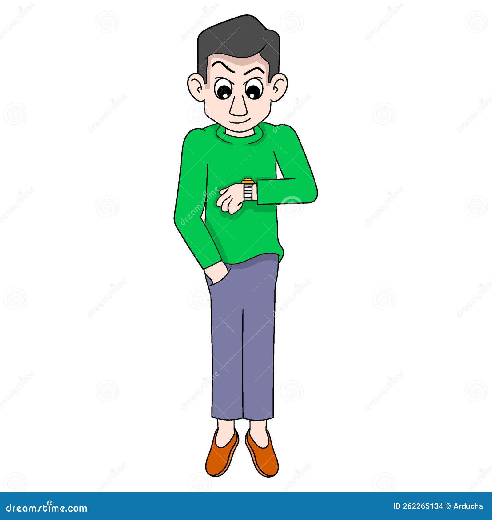 Illustration of a Person Looking at a Watch Chasing Time Stock Vector ...