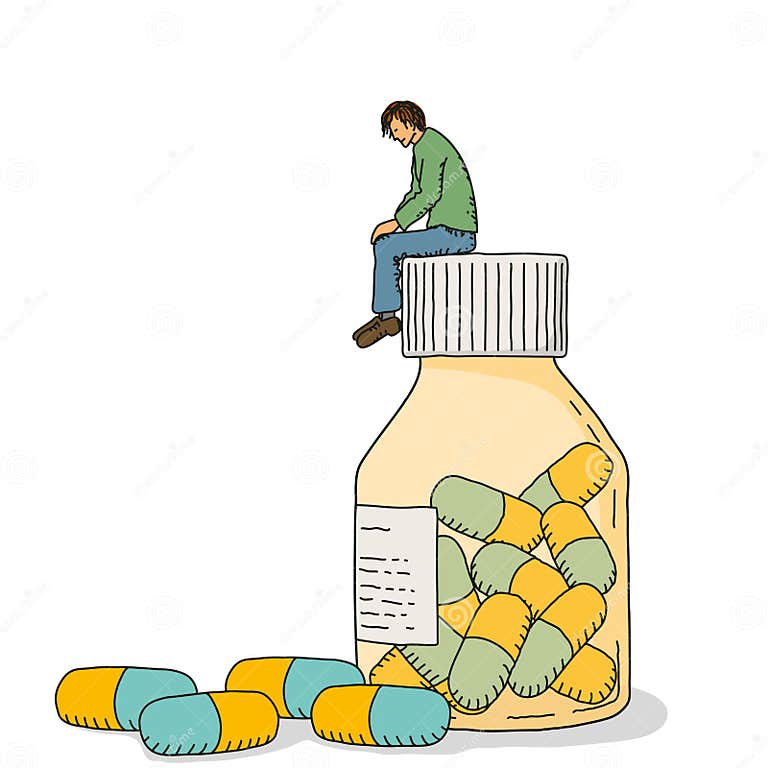 Illustration of Person with Medicine Pills, Social Issues Concept ... Illustration of Person with Medicine Pills, Social Issues Concept ...