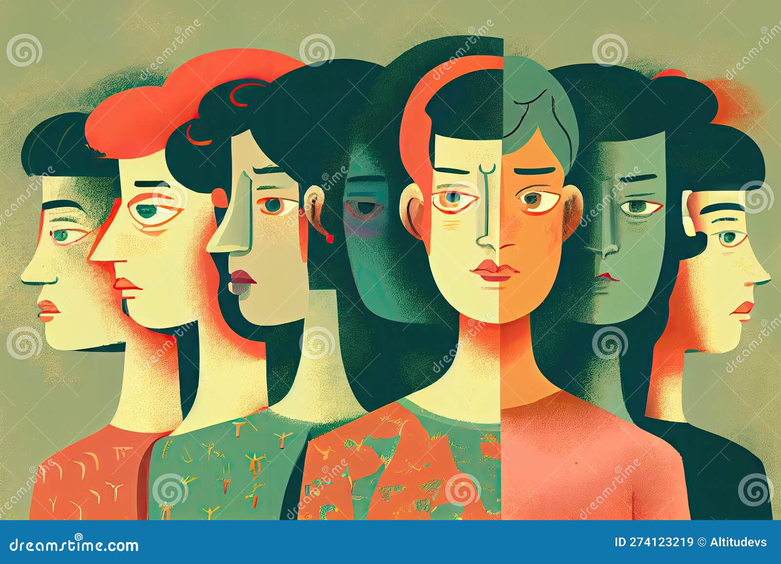 Illustration of Person with Multiple Personalities, Each Personality ... Illustration of Person with Multiple Personalities, Each Personality ...
