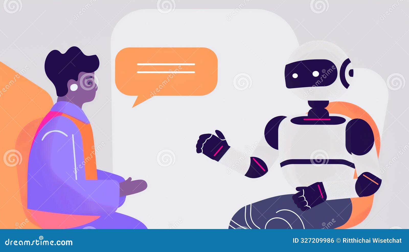 An Illustration of a Person and a Robot Having a Friendly Conversation ...
