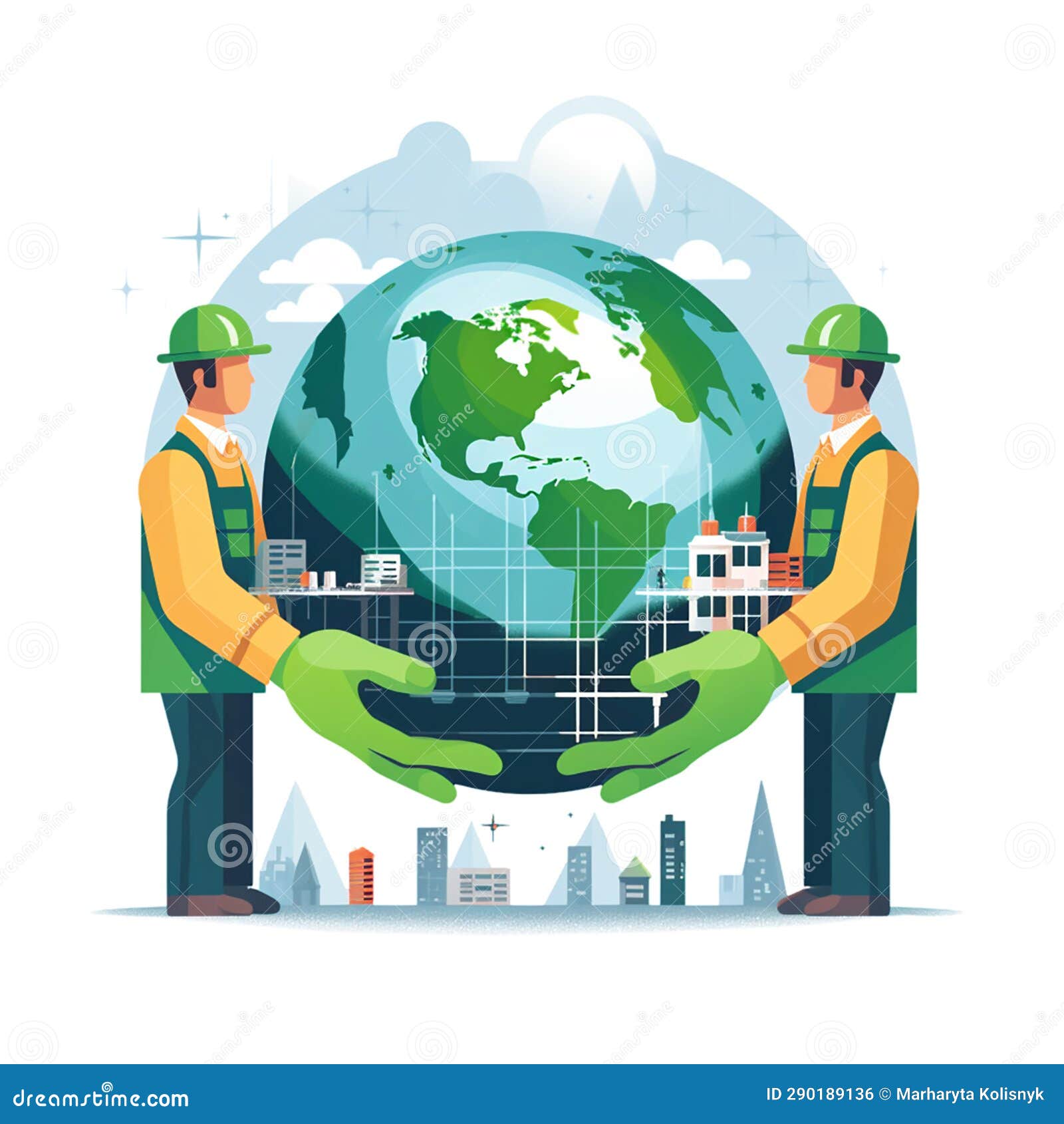 Illustration Of A Person S Hands Holding A Green Globe 3 Stock