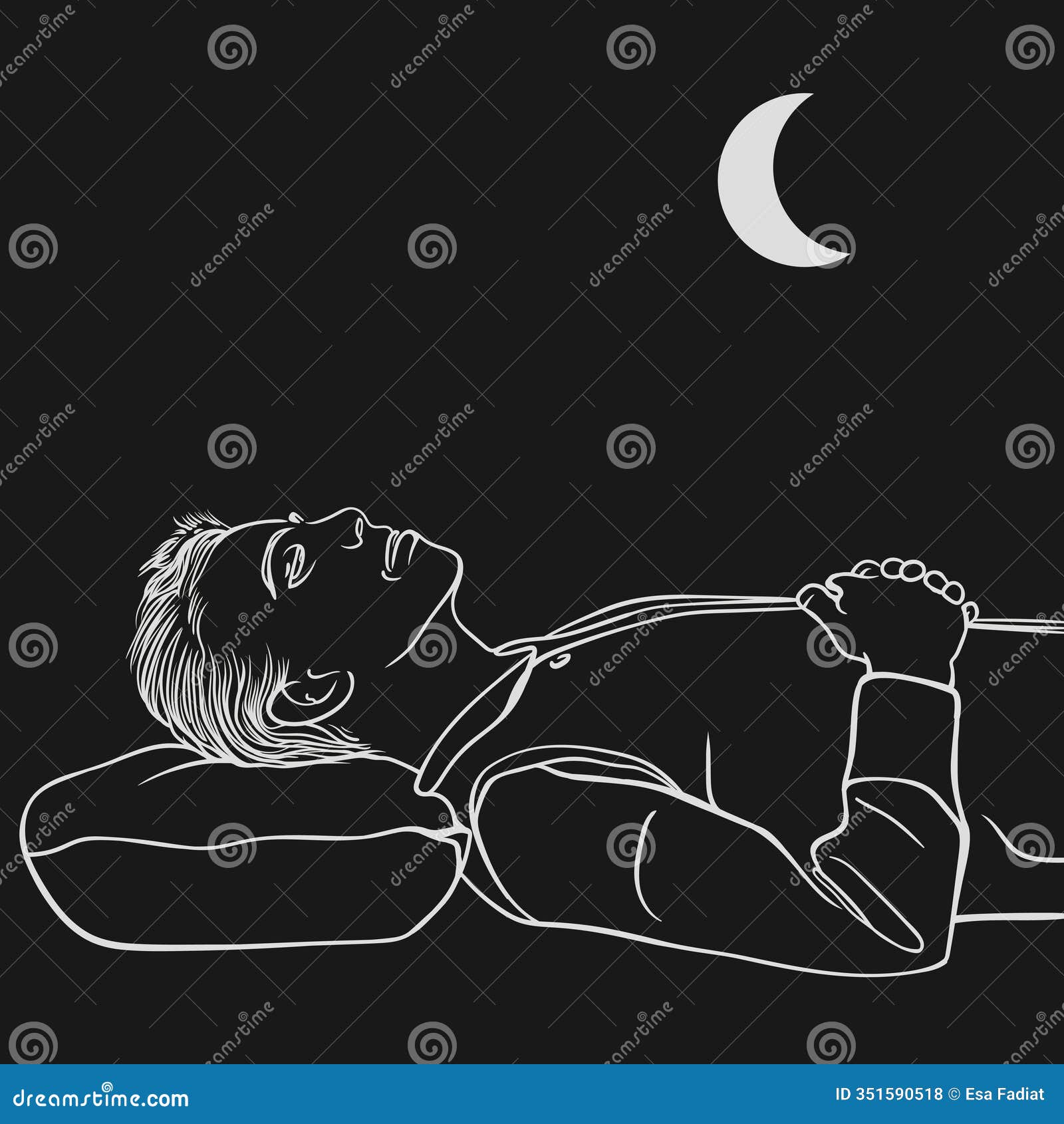 Illustration of a Person Sleeping Under the Moon Stock Vector ...