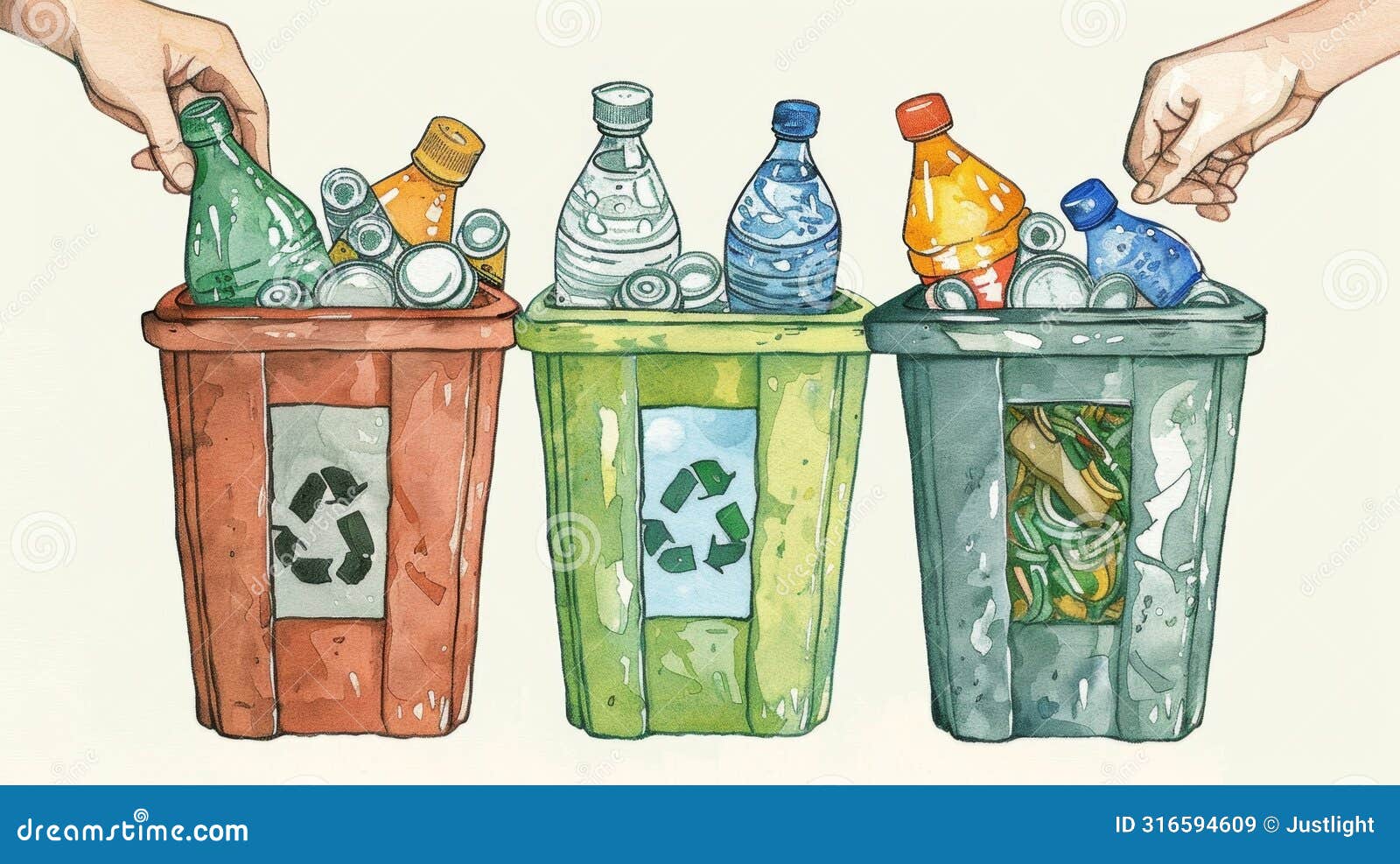An Illustration of a Person Sorting Different Types of Recyclables into ...