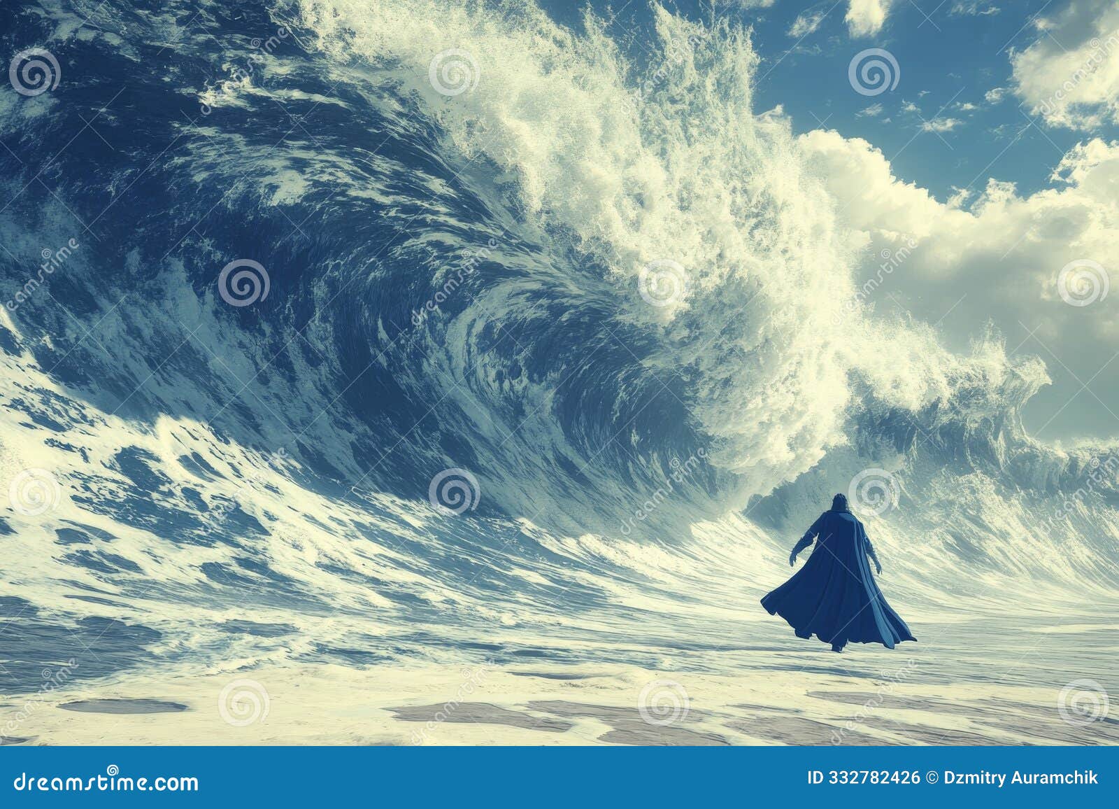 Illustration of a Person Standing at the Red Sea Divided Stock Photo ...