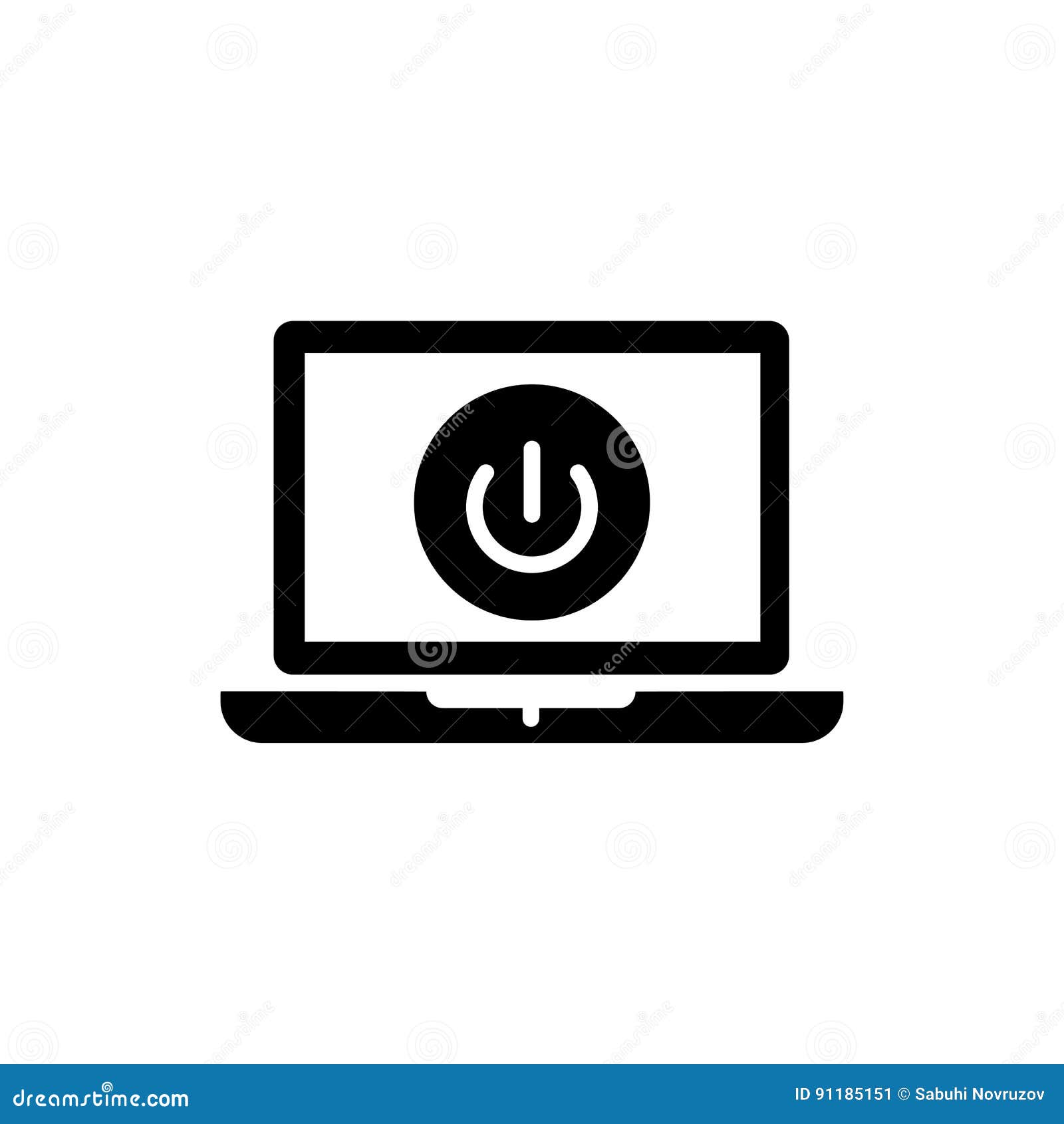 Illustration of a Personal Computer with an Off Button. Stock Vector ...
