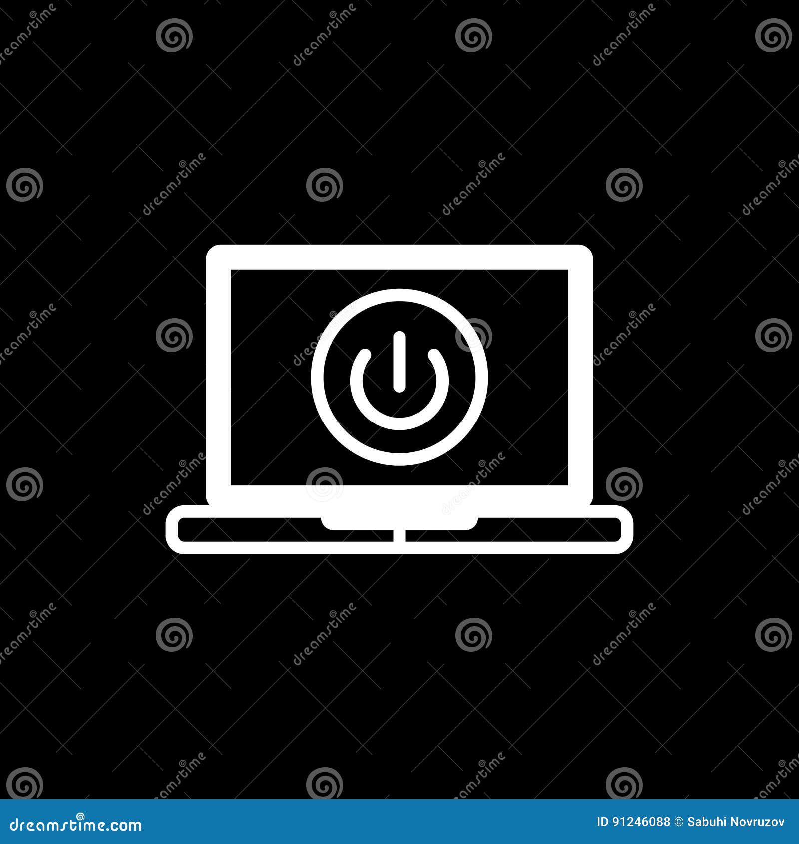 Illustration of a Personal Computer with an Off Button. Stock Vector ...