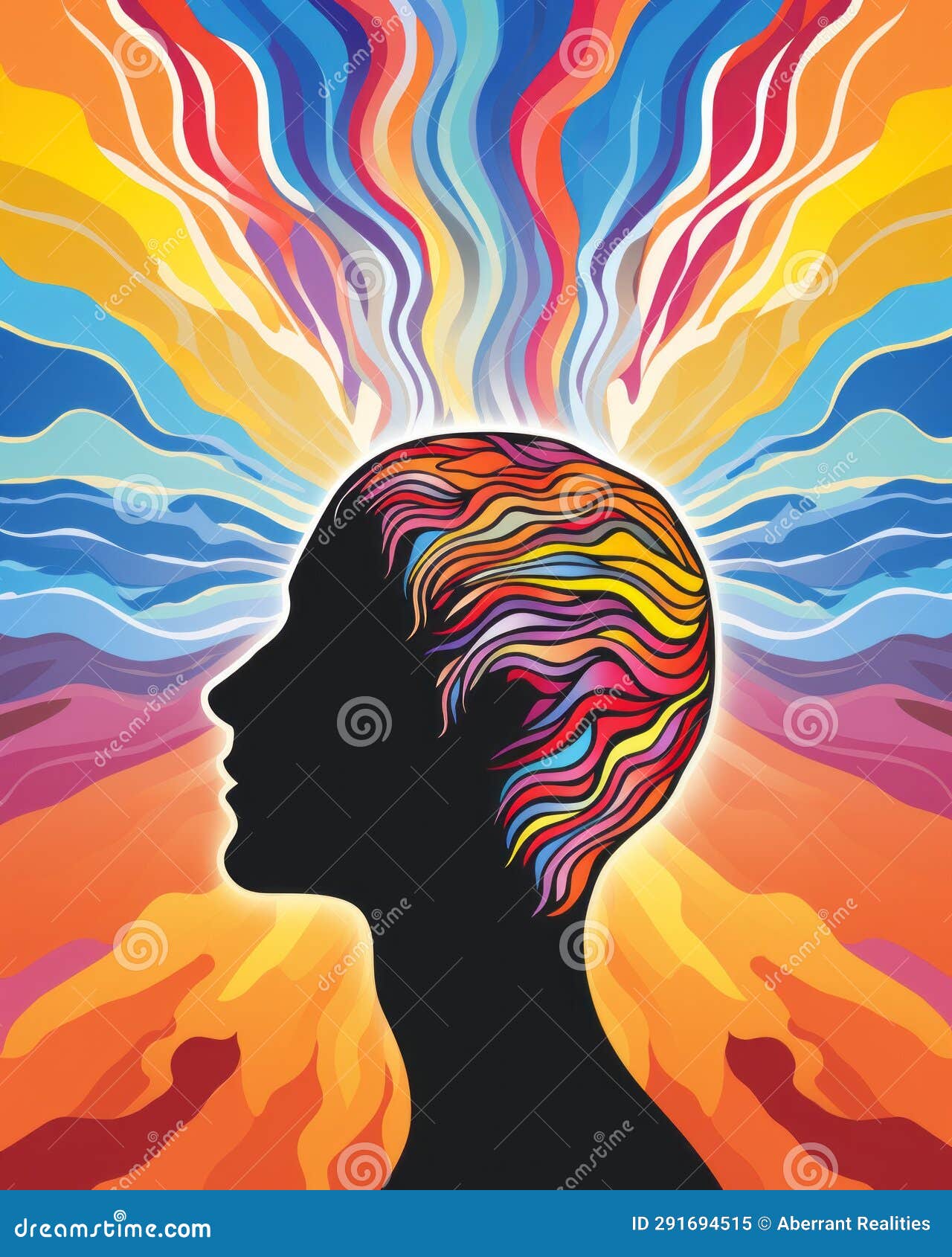 An Illustration of a Persons Head with a Rainbow Colored Background ...