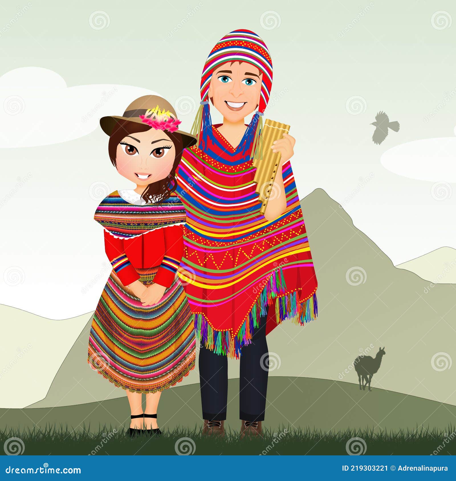Illustration of Peruvian Couple Stock Illustration - Illustration of ...
