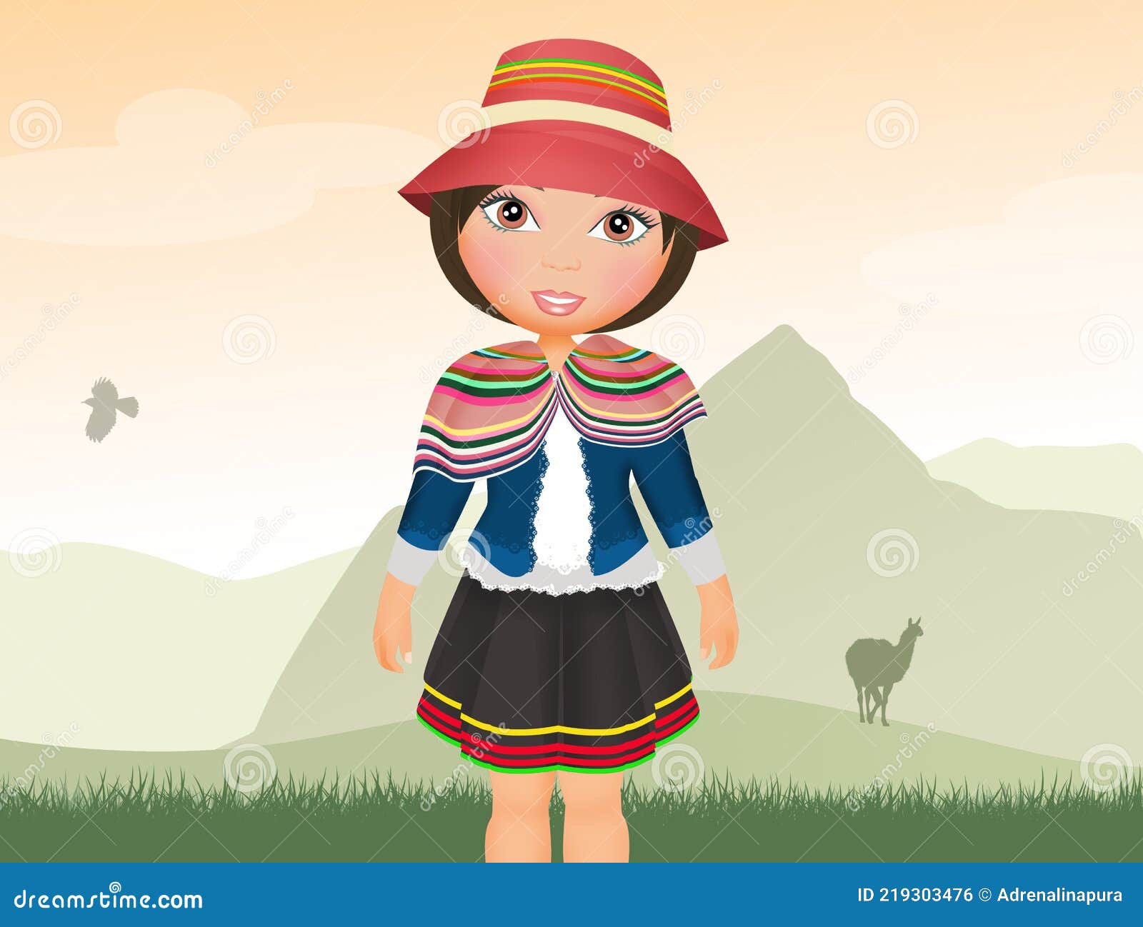 Illustration of Peruvian Littlr Girl Stock Illustration - Illustration ...