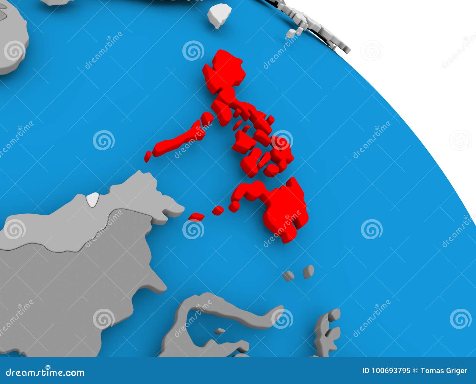 Philippines in red on map stock illustration. Illustration of asian ...