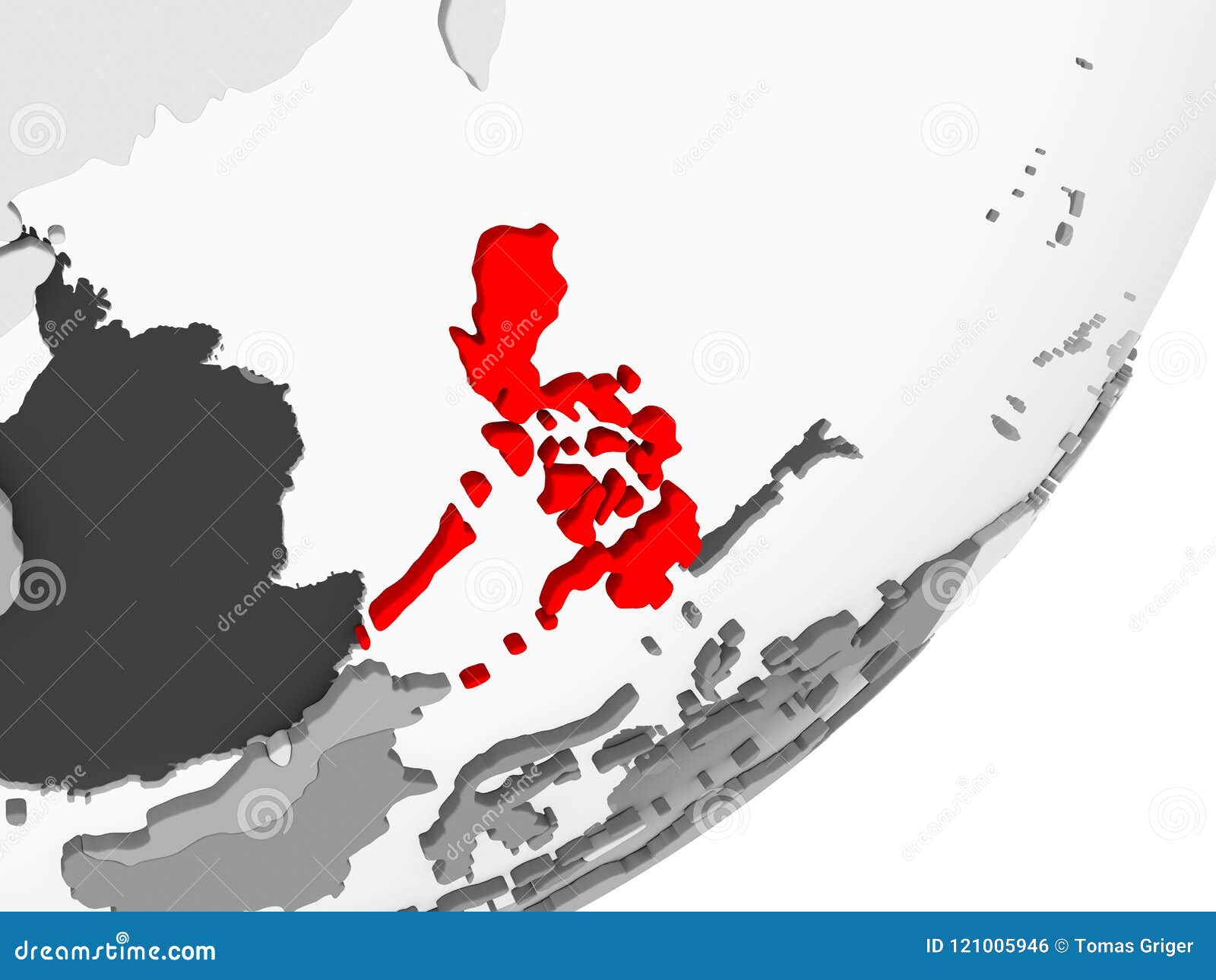 Philippines in Red on Grey Map Stock Illustration - Illustration of ...