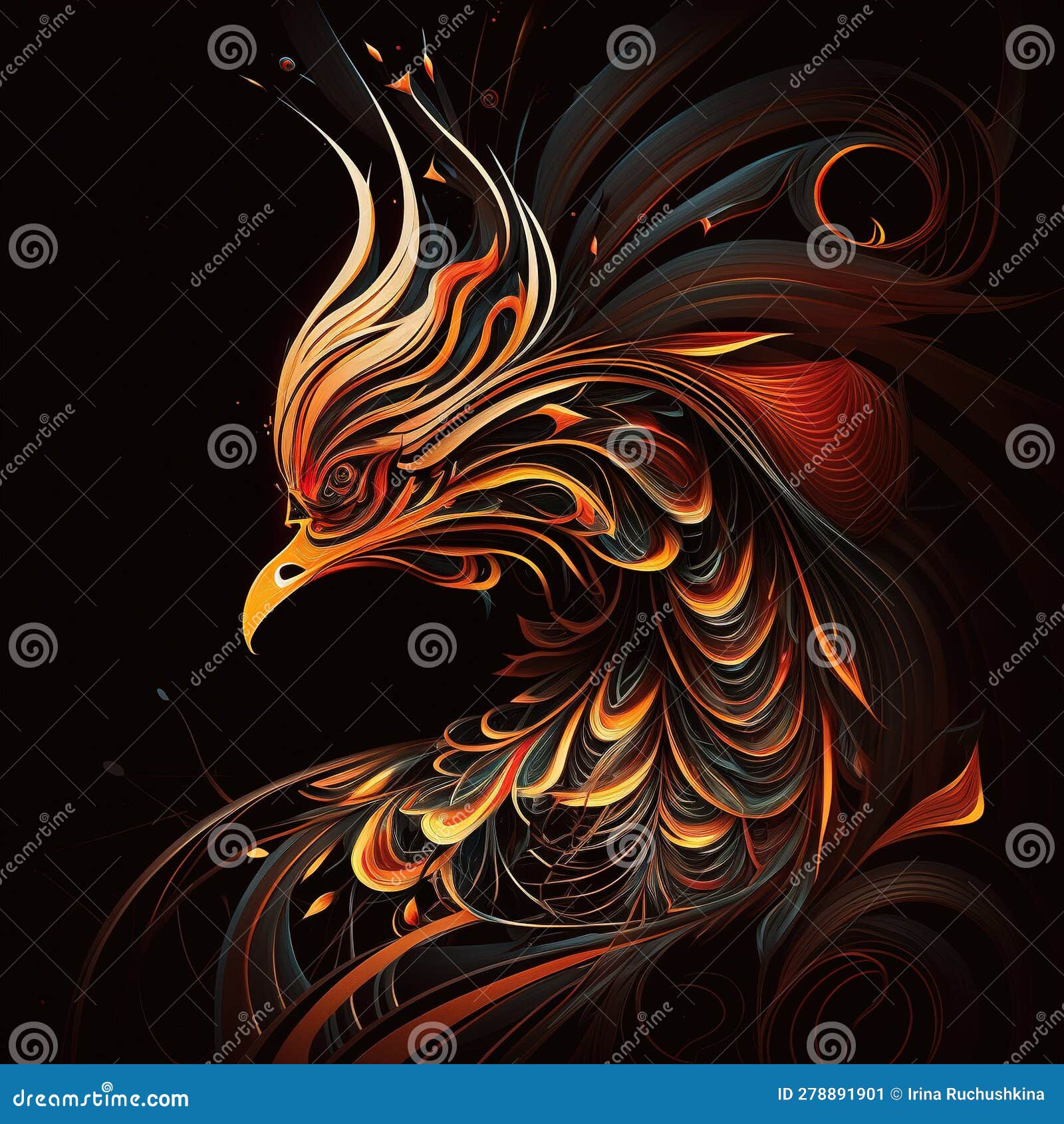 Illustration of a Phoenix, Fire, Firebird, Mythical Creature ...