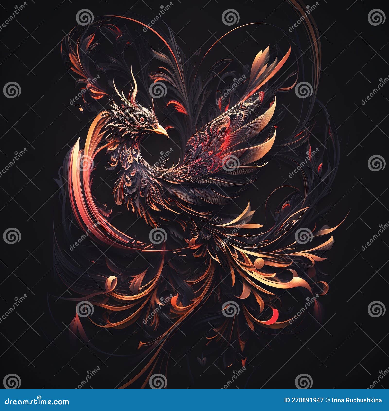 Illustration of a Phoenix, Fire, Firebird, Mythical Creature ...