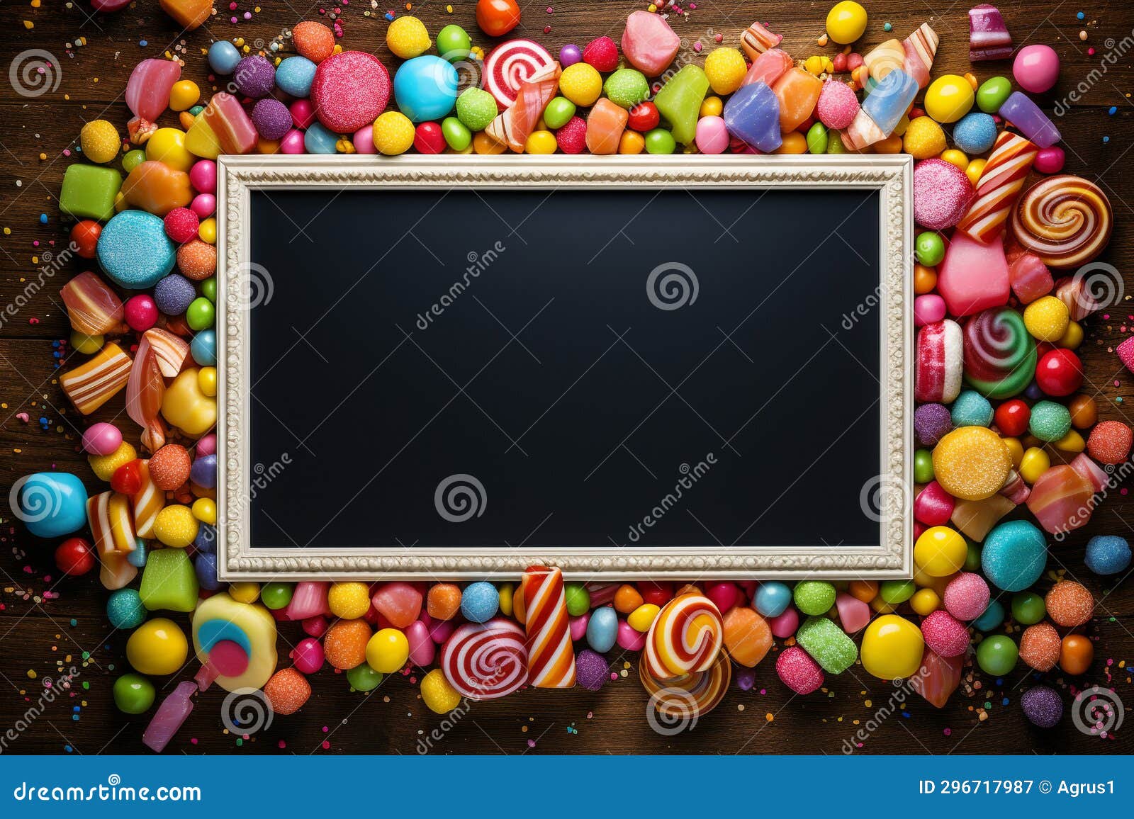 Illustration of Photo Frame with Sweets and Candies. Generative AI ...