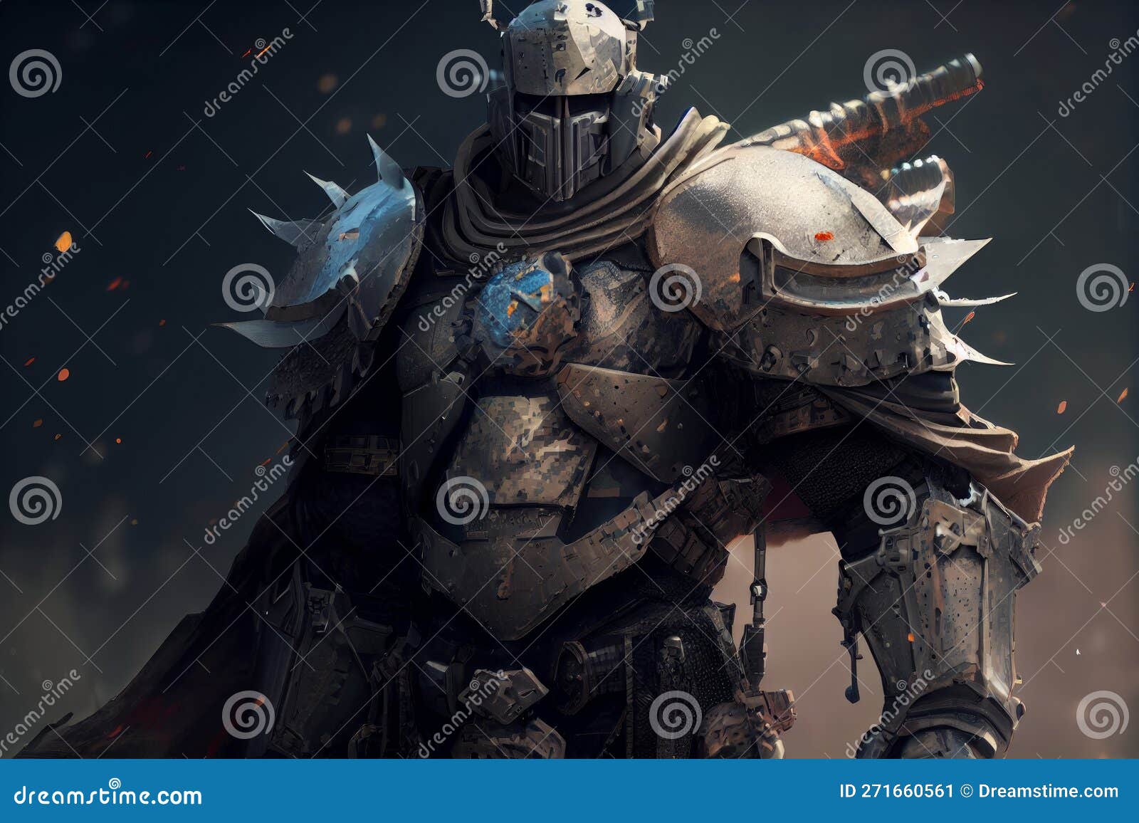 A knight with steel armor stock illustration. Illustration of darkness ...
