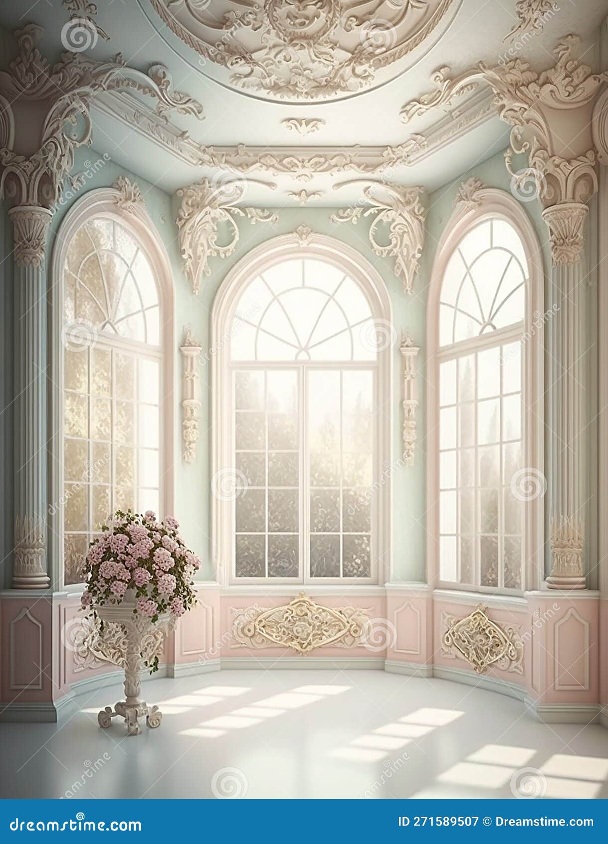 Illustration for Photographic Set of Baroque Room, Digital Backdrop ...