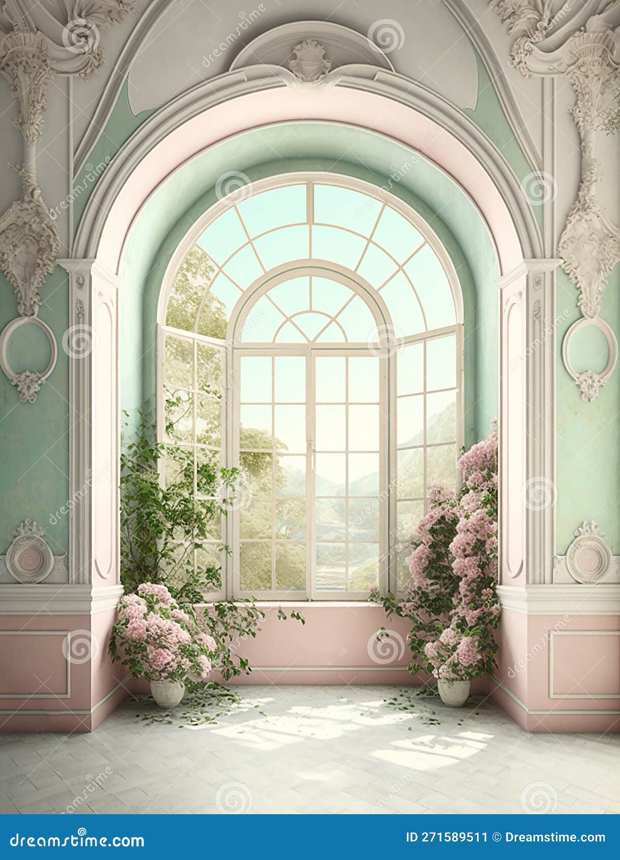 Illustration for Photographic Set of Baroque Room, Digital Backdrop ...