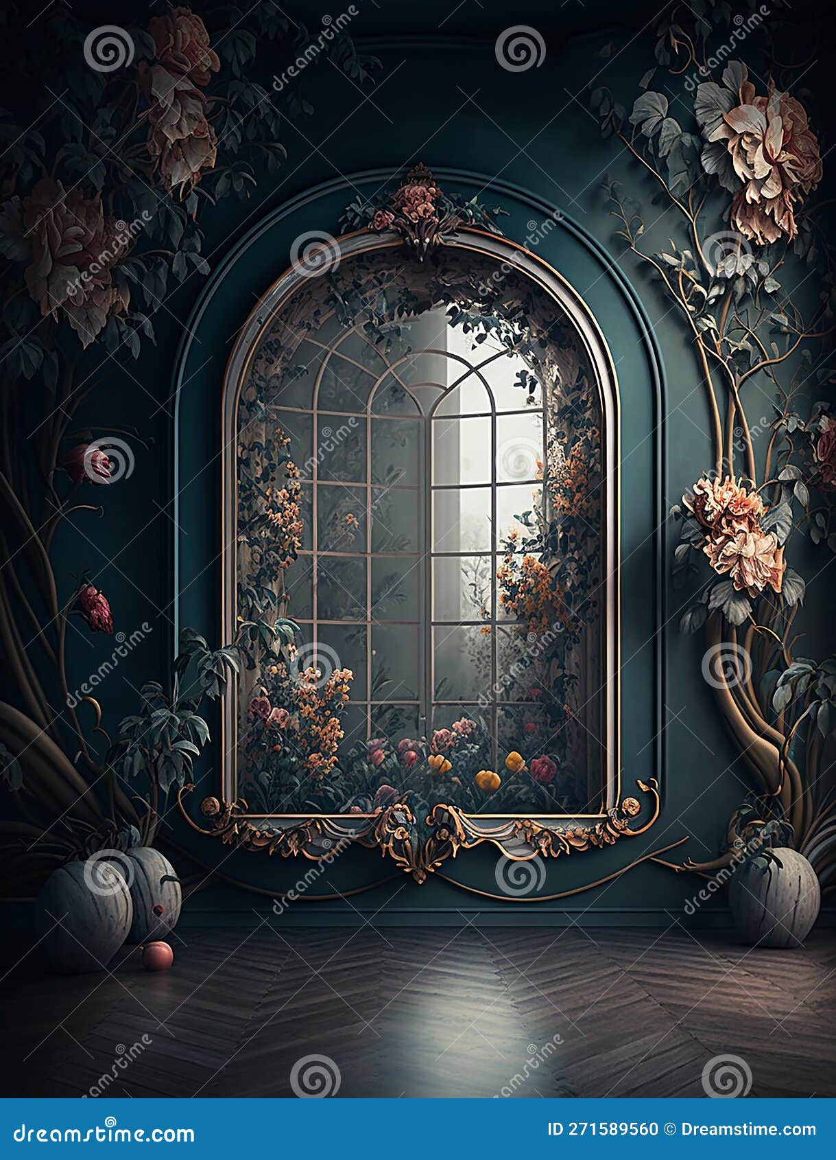 Illustration for Photographic Set of Baroque Room, Digital Backdrop ...