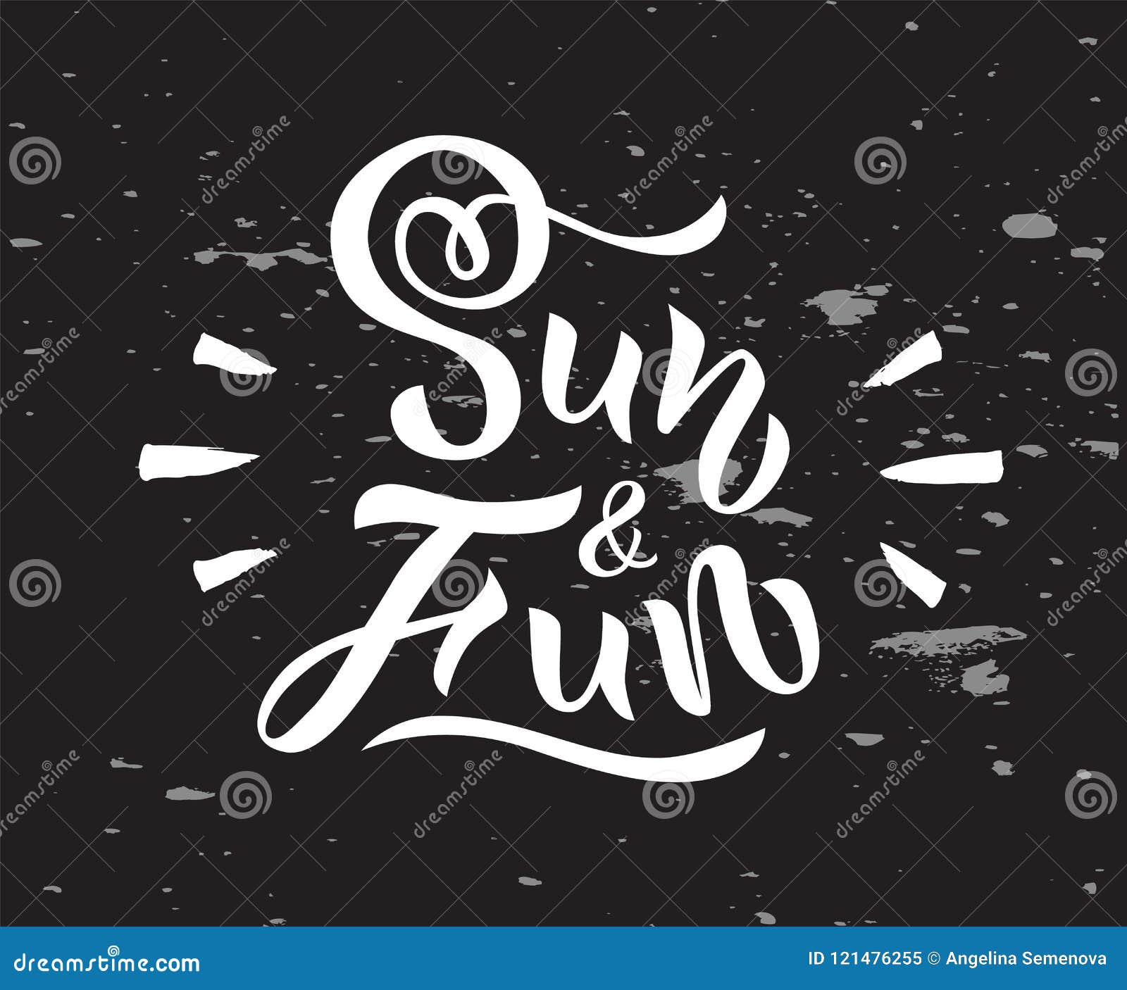 Illustration of Phrase Sun and Fun. Hand Drawn Lettering. Calligraphic ...