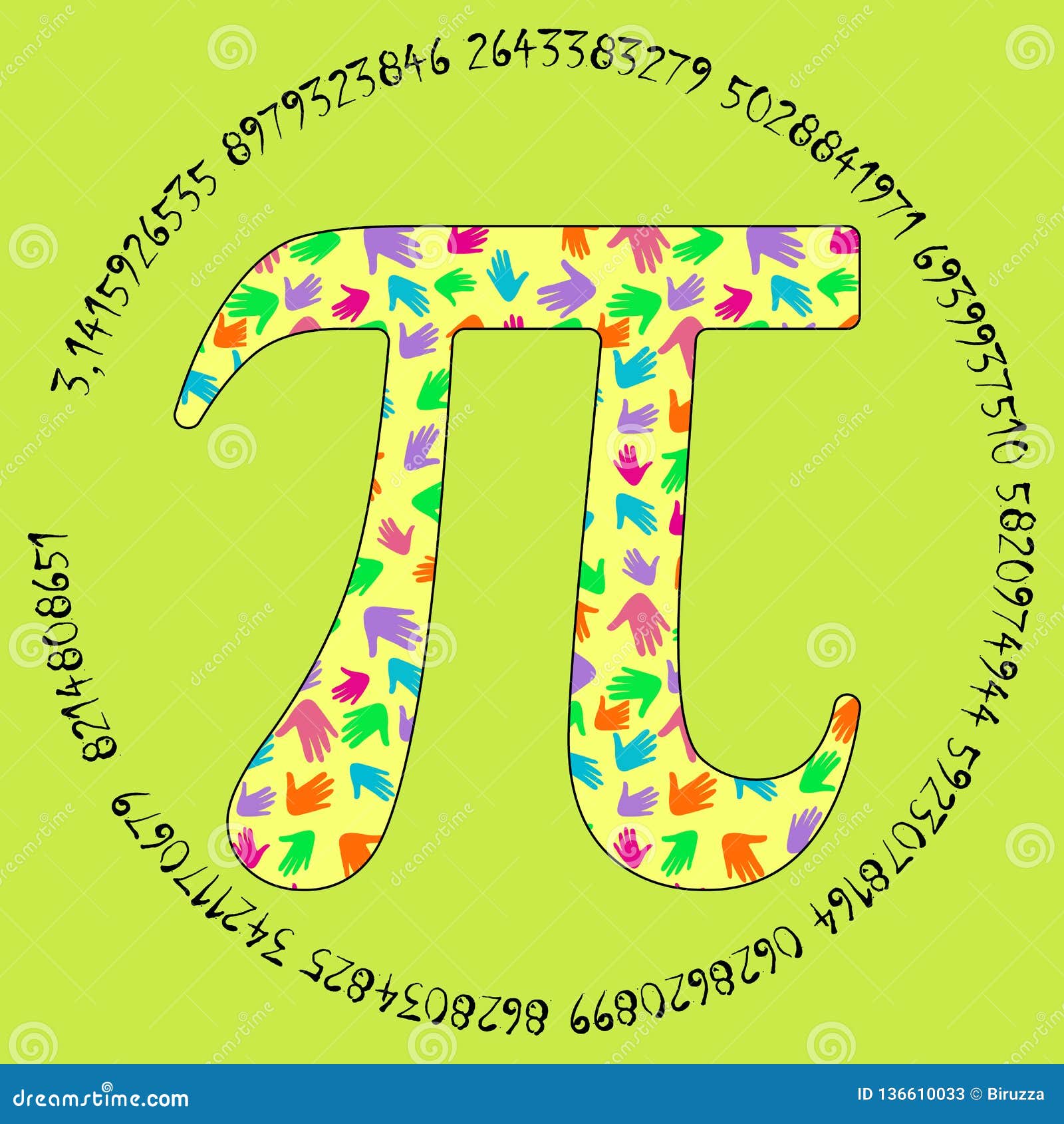 Illustration of the Pi Symbol, in the Form of a Palm Pattern. Concept ...