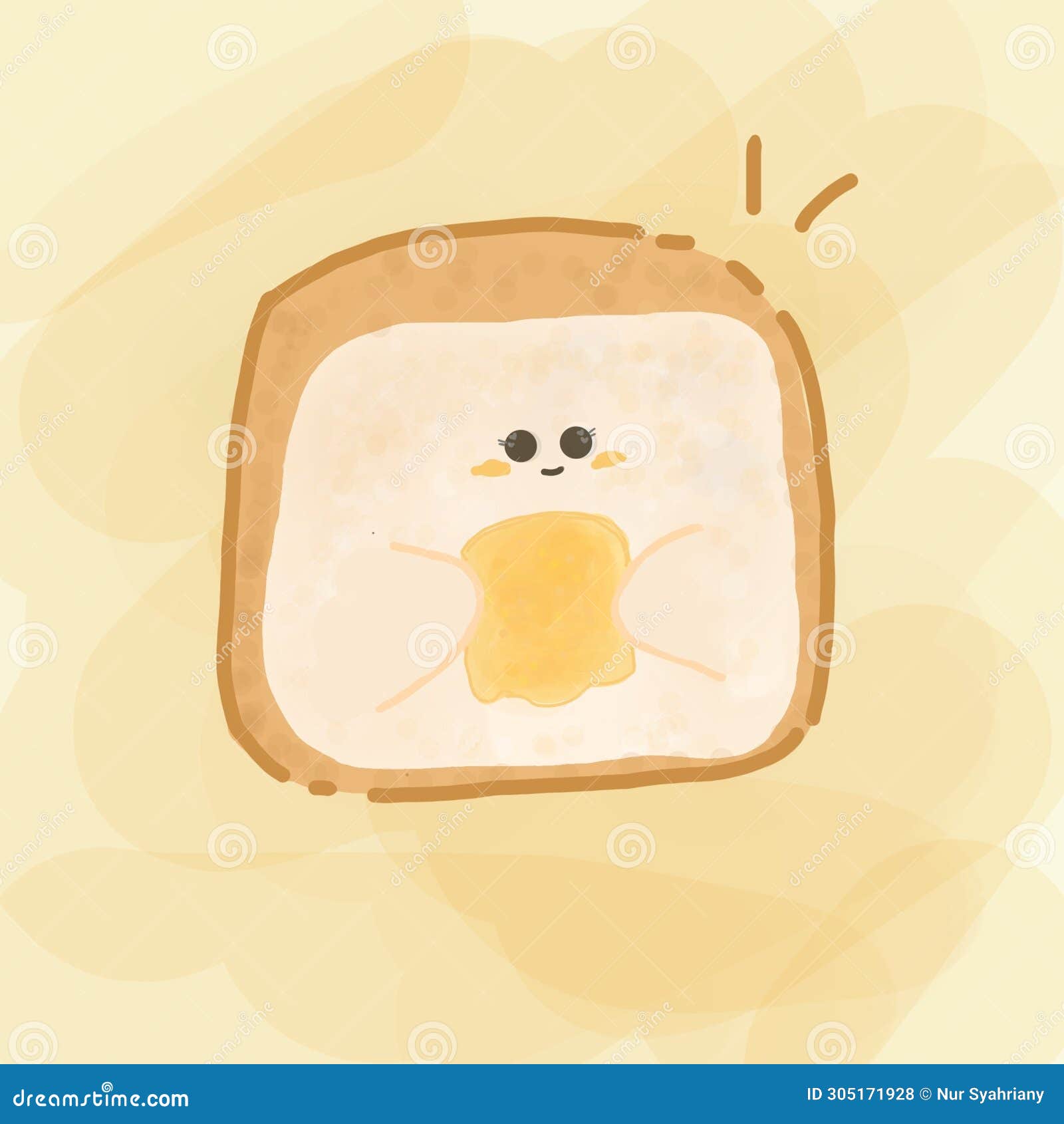 Illustration of a Piece of White Bread Hugging a Slice of Cheese Stock ...