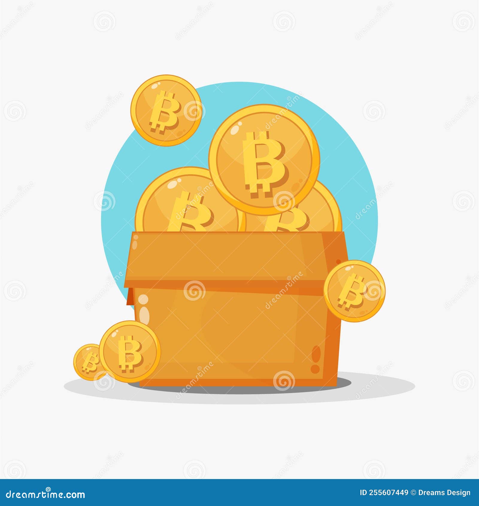 Illustration of a Pile of Bitcoins in a Box Stock Vector - Illustration ...
