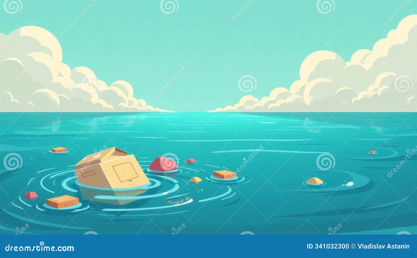 Garbage Floating On The River For The Concept Of Water Pollution Stock ...