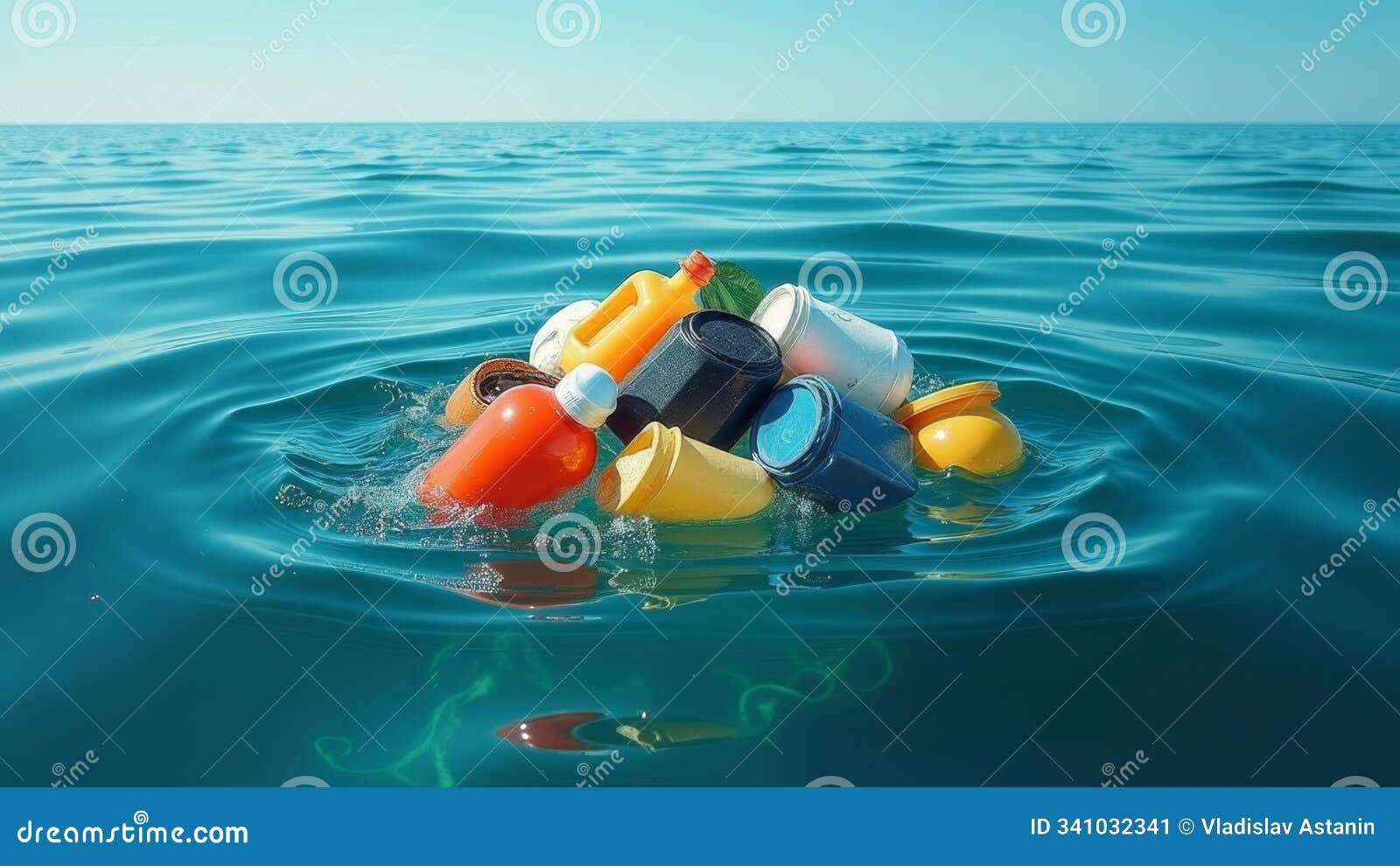 Garbage Floating On The River For The Concept Of Water Pollution Stock ...
