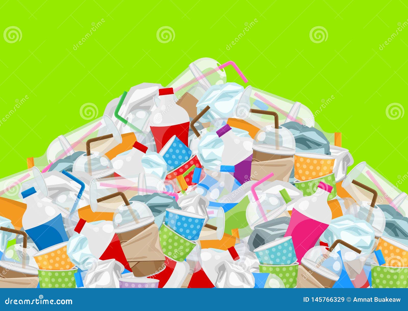 Illustration Pile Of Garbage Waste Plastic And Paper In Mountain Shape ...