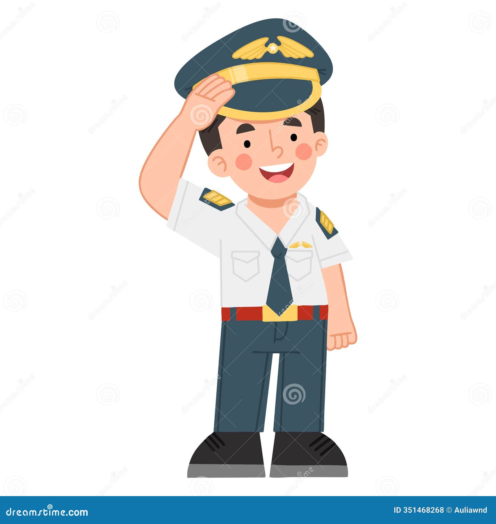 Illustration Of A Pilot Character In Uniform. Illustration Of A Pilot ...