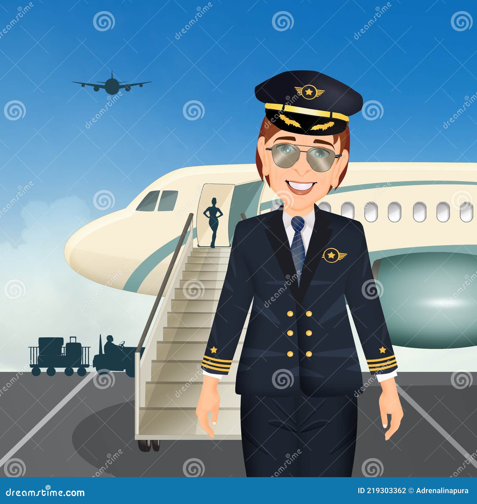 Illustration of Pilot Man and Airplane Stock Illustration ...