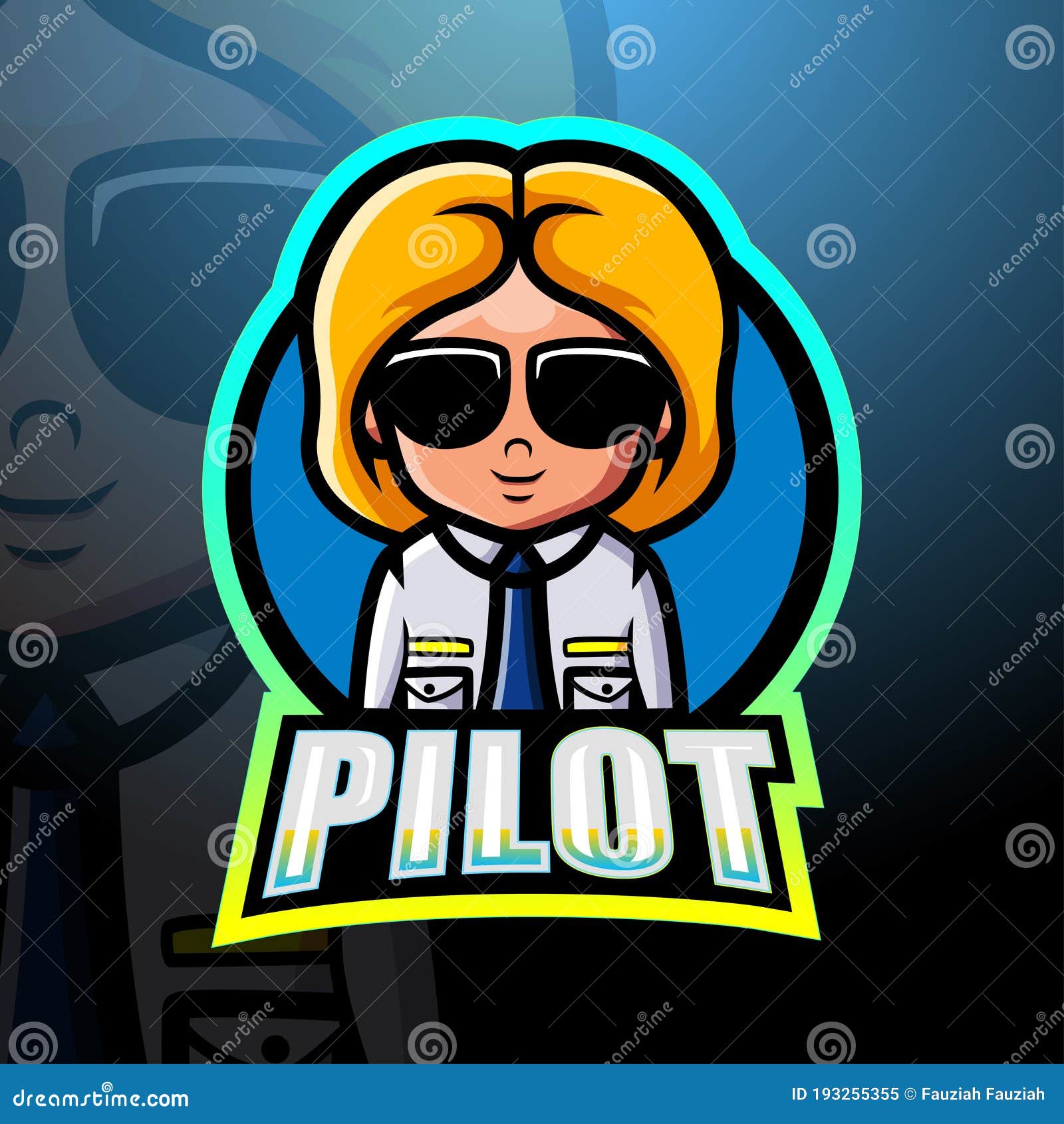 Pilot Mascot Esport Logo Design Stock Vector - Illustration of head ...