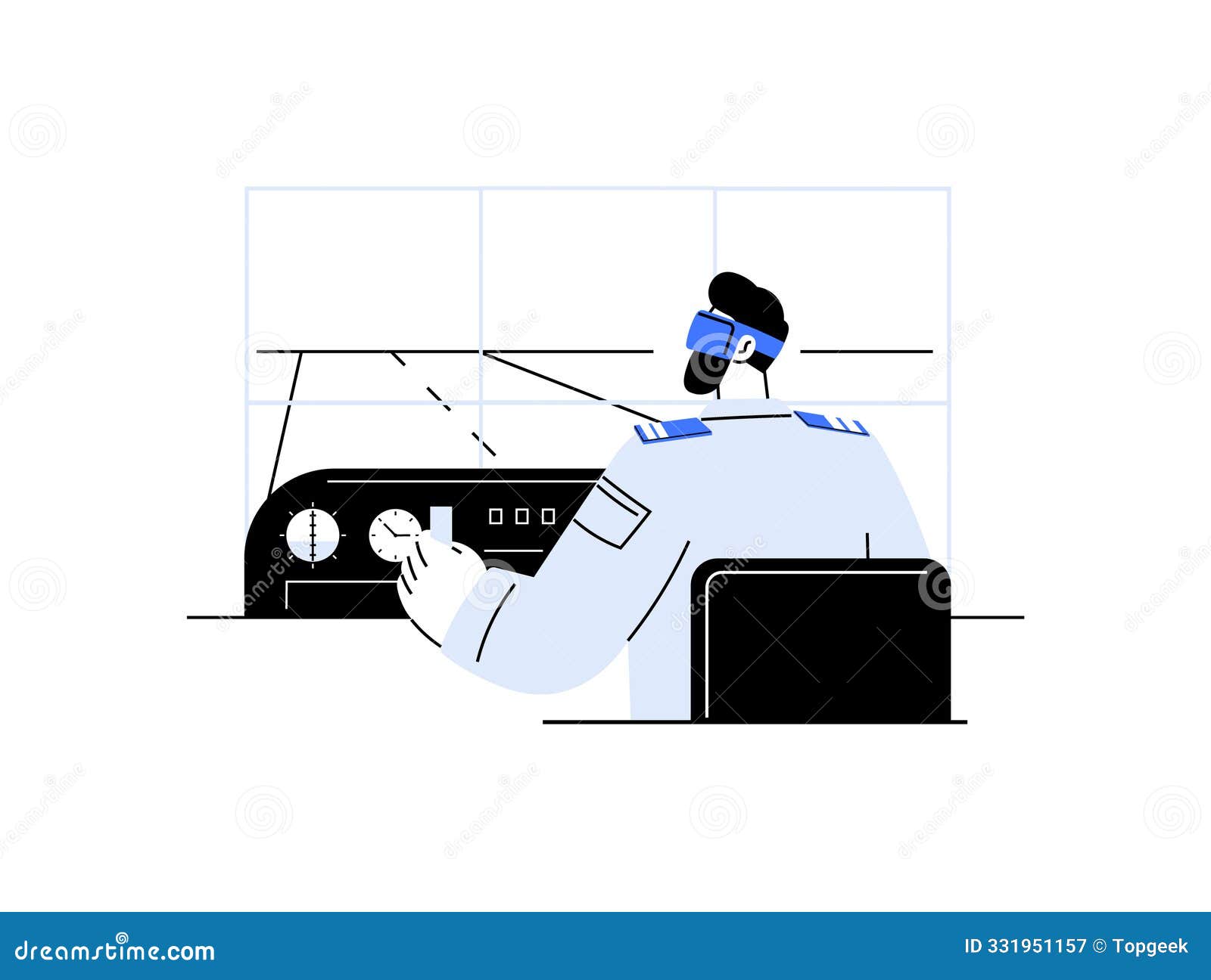 Illustration Of A Pilot Using VR For Flight Simulation In A Modern ...