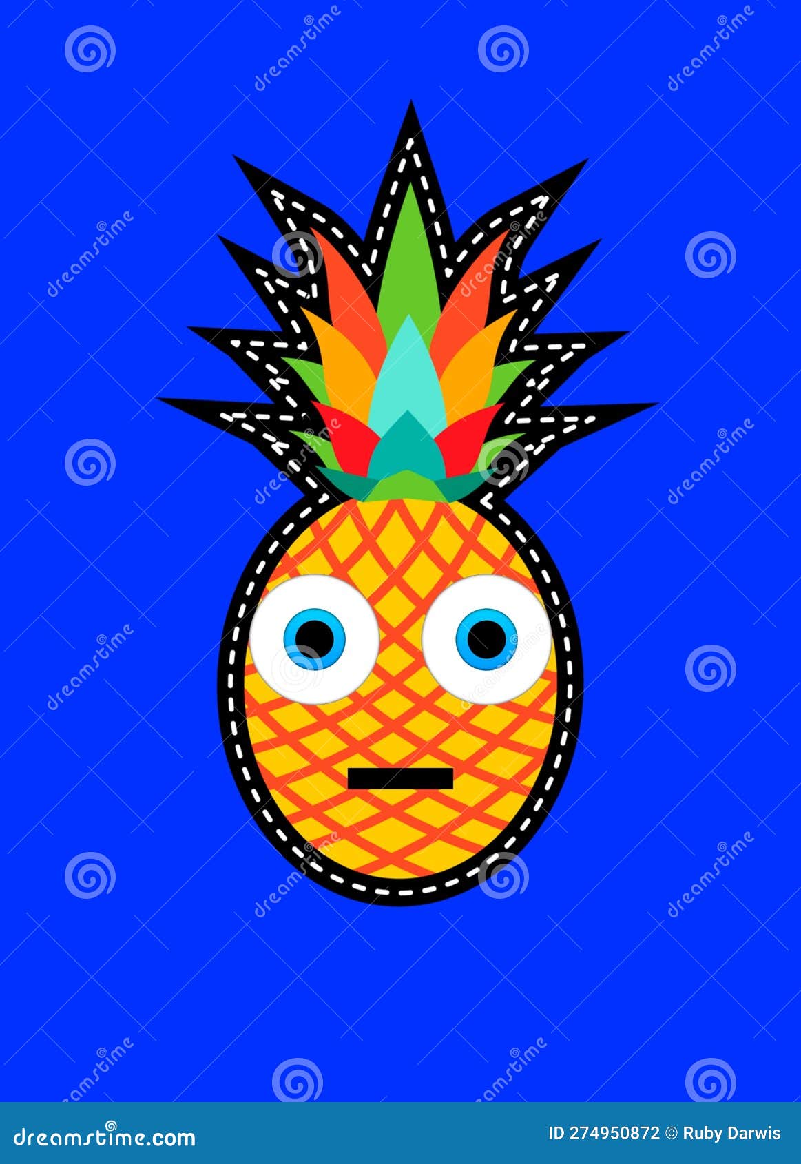 This is an Illustration of a Pineapple with a Face Stock Illustration ...