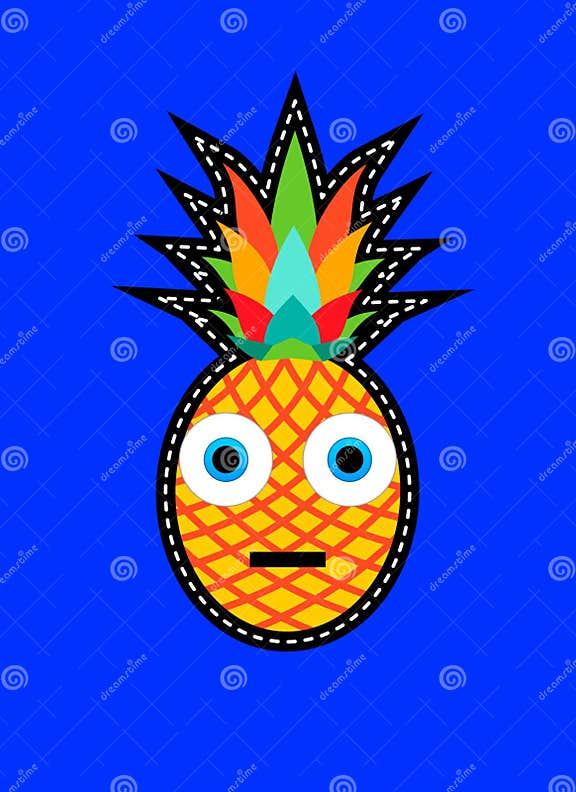 This is an Illustration of a Pineapple with a Face Stock Illustration ...