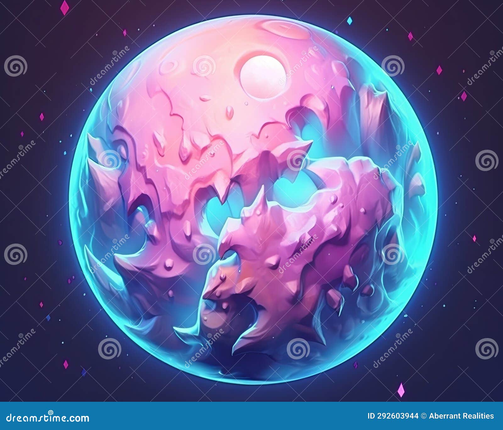 An Illustration of a Pink and Blue Planet Stock Illustration ...