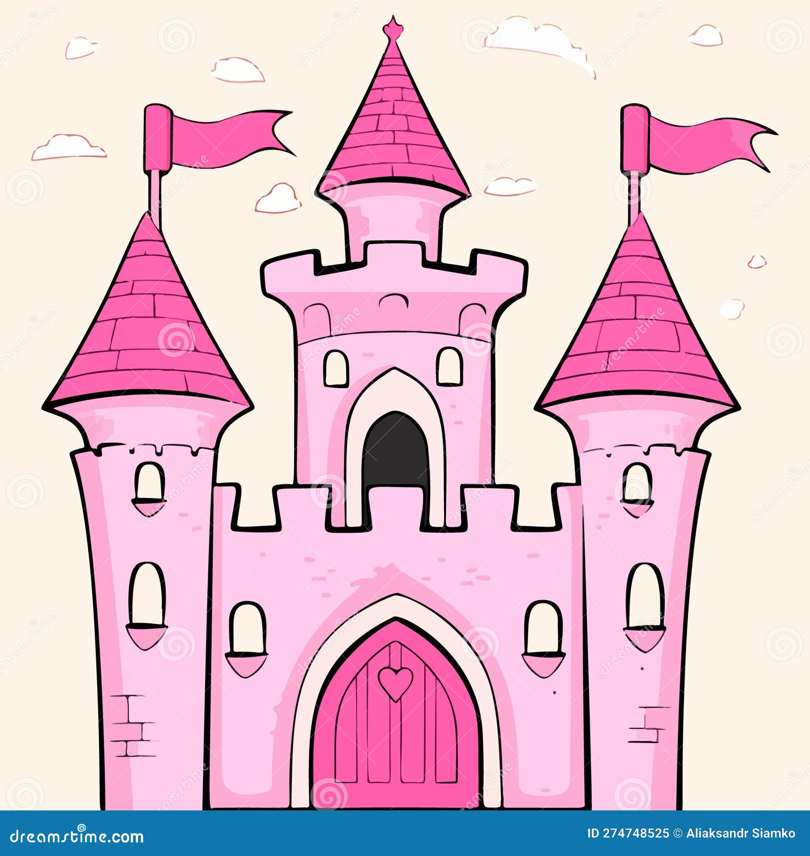 Illustration of a Pink Castle in a Vector Stock Vector - Illustration ...
