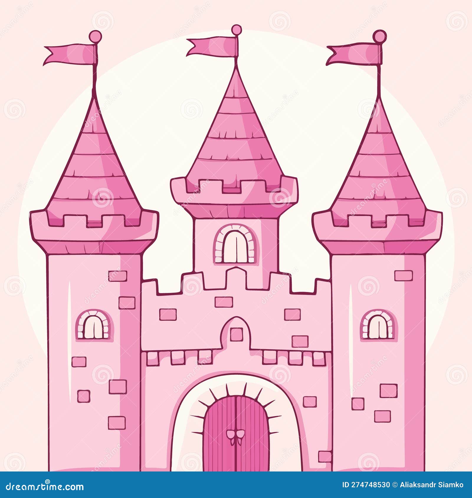 Illustration of a Pink Castle in a Vector Stock Vector - Illustration ...