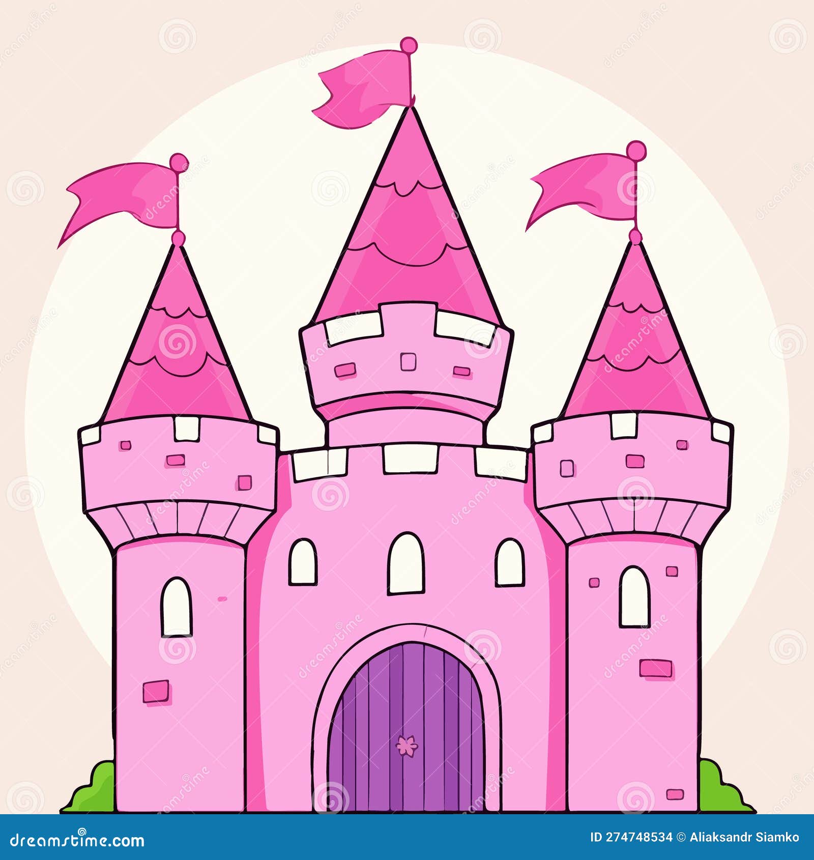 Illustration of a Pink Castle in a Vector Stock Vector - Illustration ...